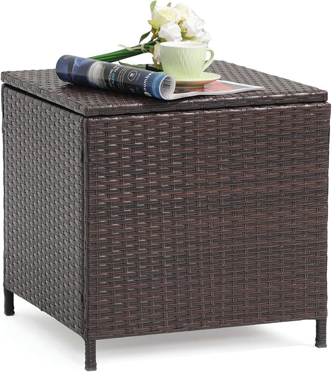 Amazon.com: Verano Garden Outdoor Wicker Side Table, Small Storage ...
