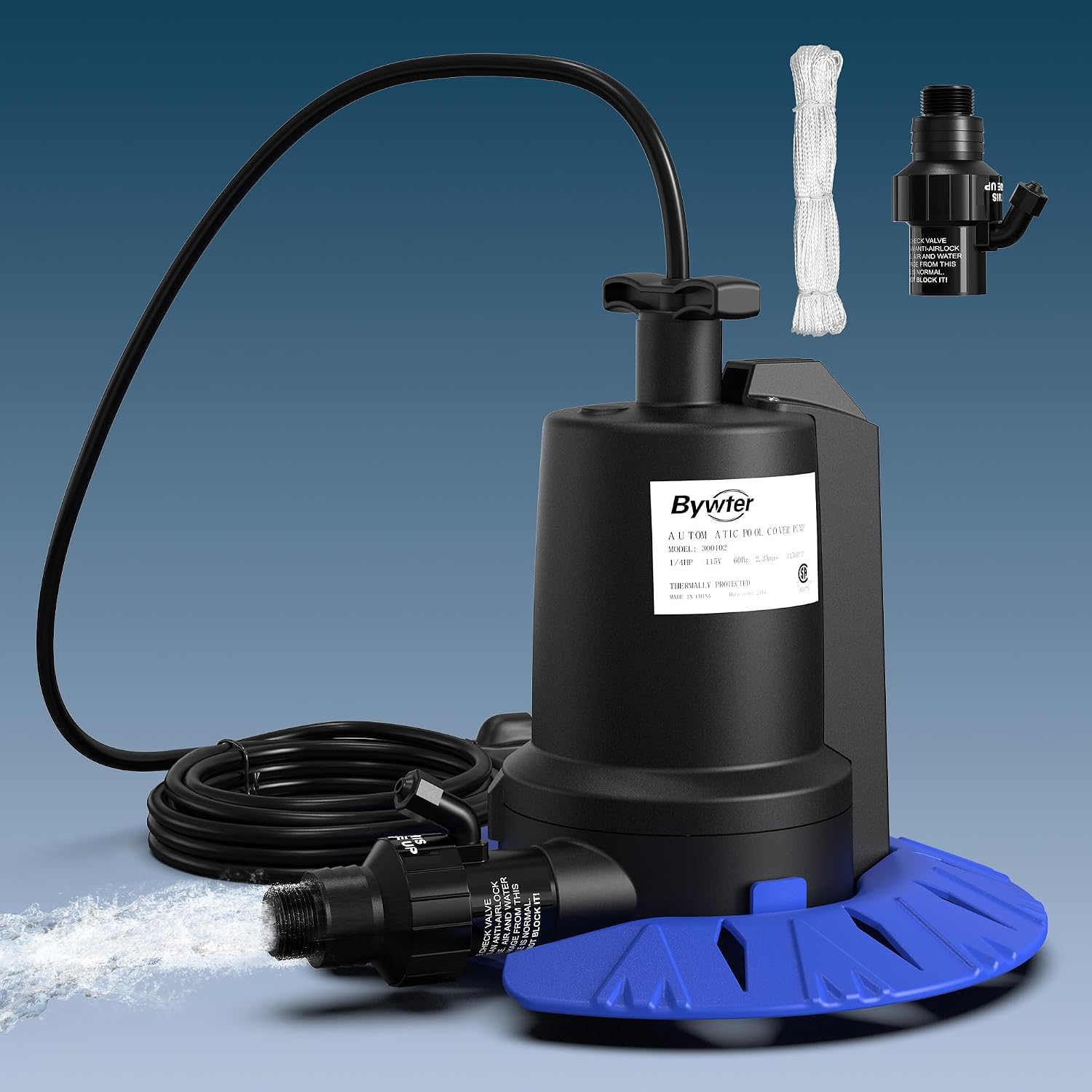 Bywter Pool Cover Pump, 1/4HP Automatic Swimming Pool Cover Pump, 1800 ...