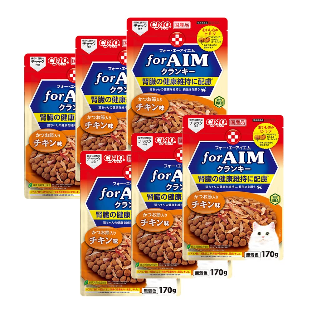 Amazon.co.jp: CIAO(チャオ) for AIM クランキー チキン味 かつお節入り 170g×6個 : ペット用品