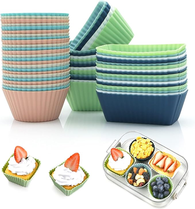 Amazon.com: Silicone Cupcake Liners for Baking, 56Pcs Multicolor ...