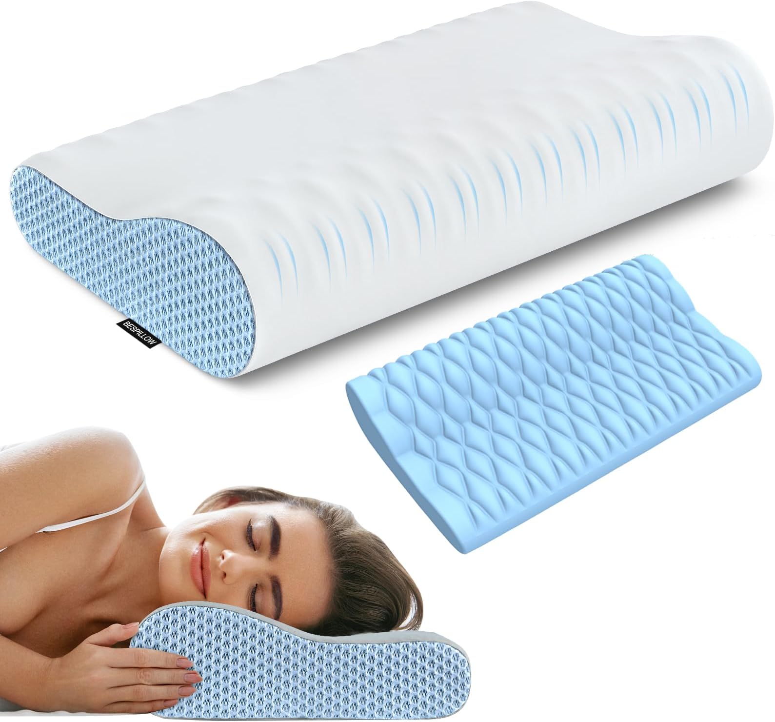 Amazon.com: CushZone Neck Pillow, Memory Foam Pillow,Ergonomic Cervical ...