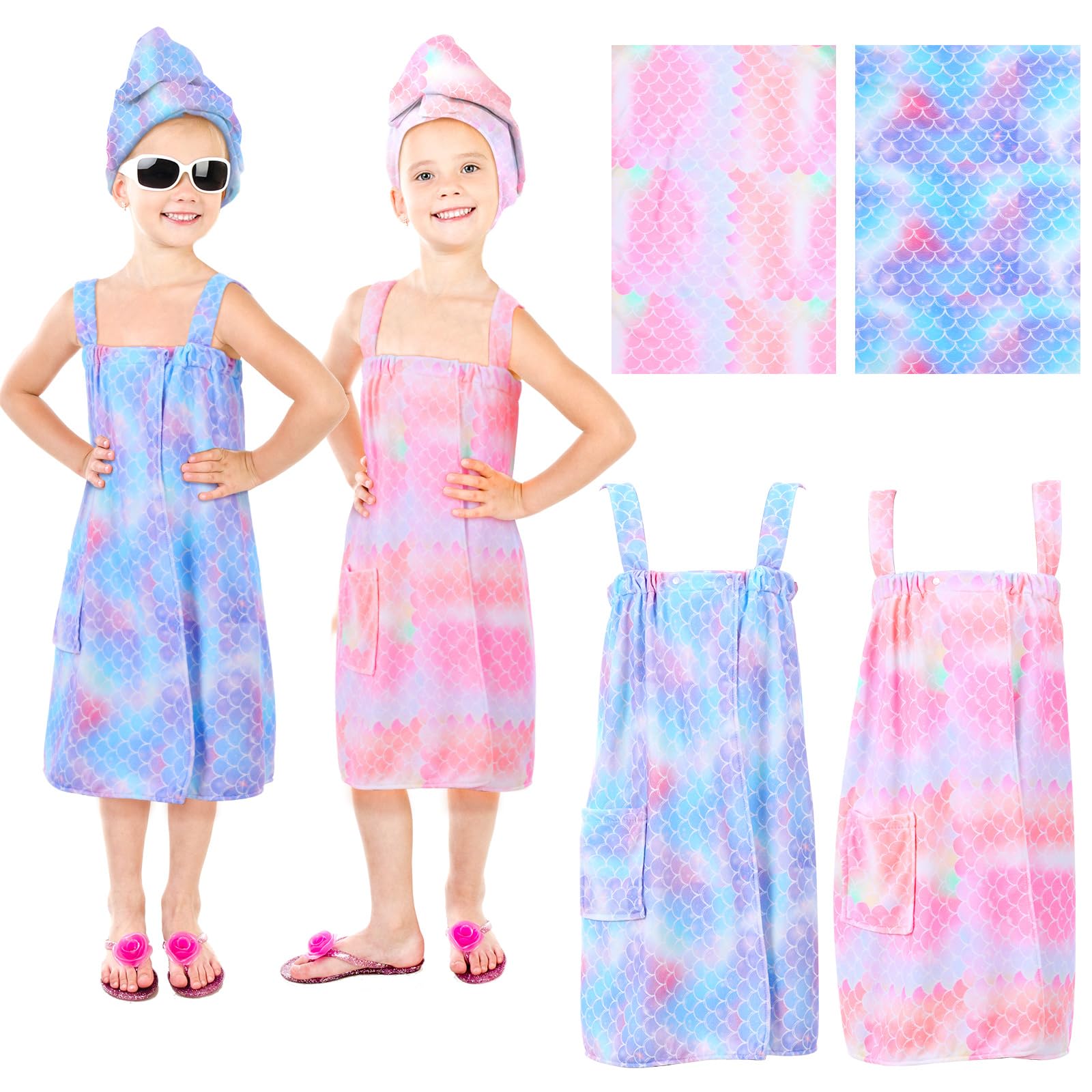 Amazon.com: 2 Sets Girls Towel Wrap Hair Towel Wrap for Kids with Soft ...