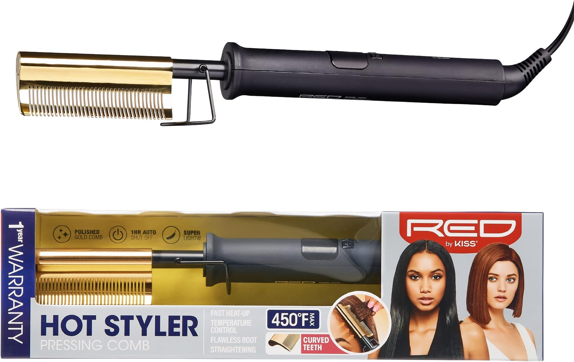 Amazon.com : Red by Kiss Hot Comb Hair Straightener 450 Degrees ...