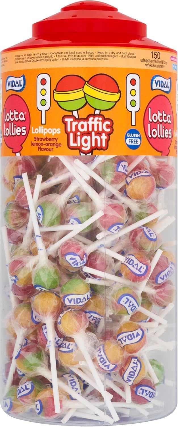 Vidal Traffic Light Lollipops (Strawberry, Lemon & Orange Flavours ...