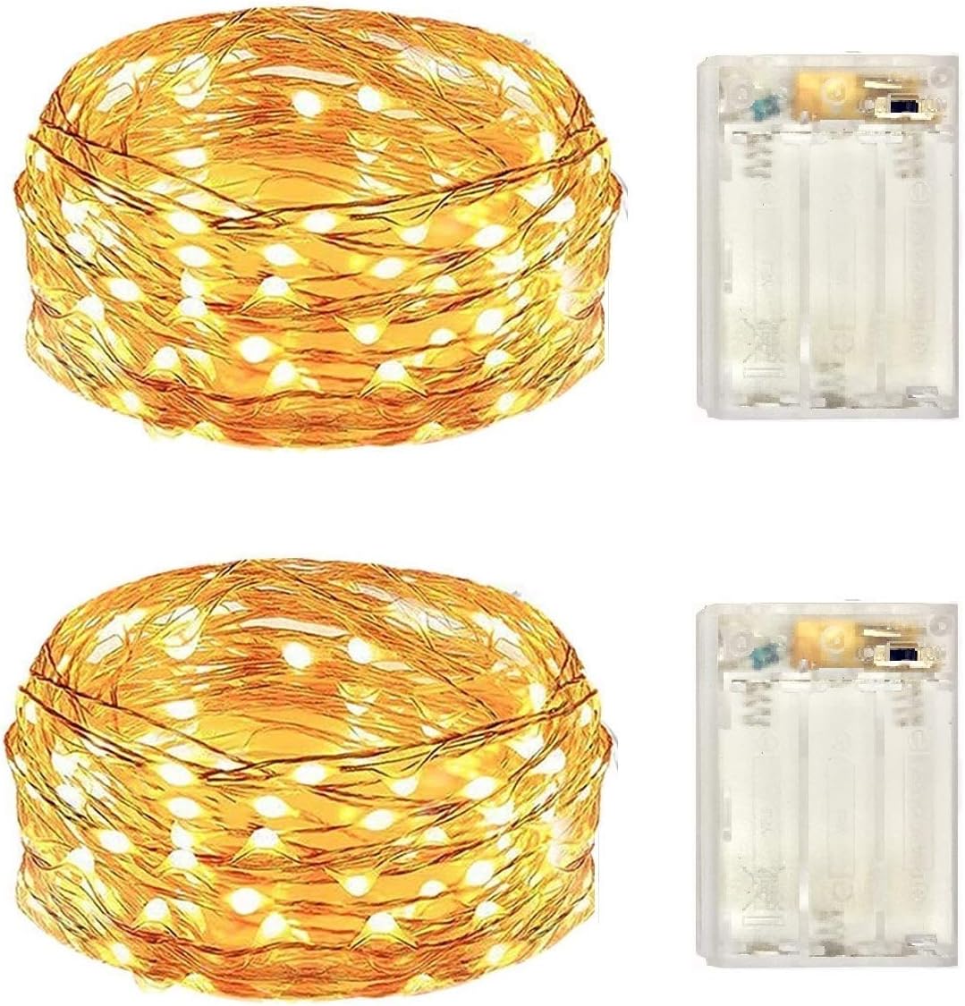 Amazon.com: 2 Pack Battery Operated Mini Led String Light Dewdrop Light ...