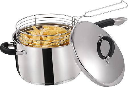 Royal Cuisine 22Cm Stainless Steel Deep Frying Chip Pan with Basket and ...