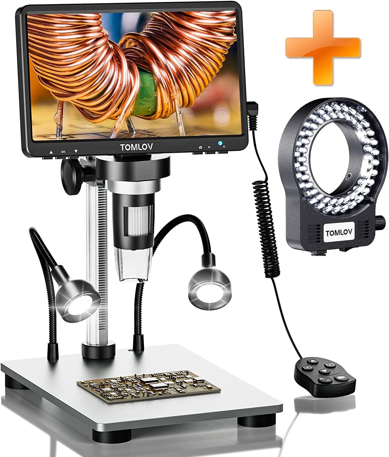 Amazon.com : TOMLOV DM9 7" LCD Digital Microscope 1200X+LT01 Adjustable ...