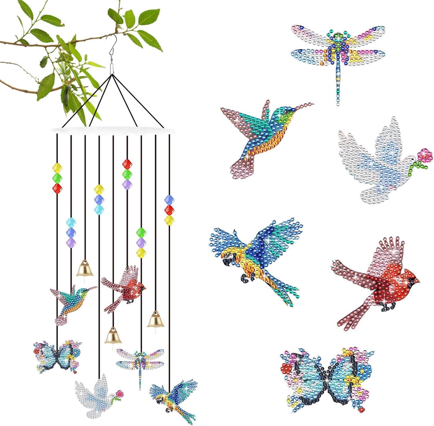 Amazon.com: Zaamwoyy Hummingbird Diamond Painting Wind Chimes Kit 6PCS ...