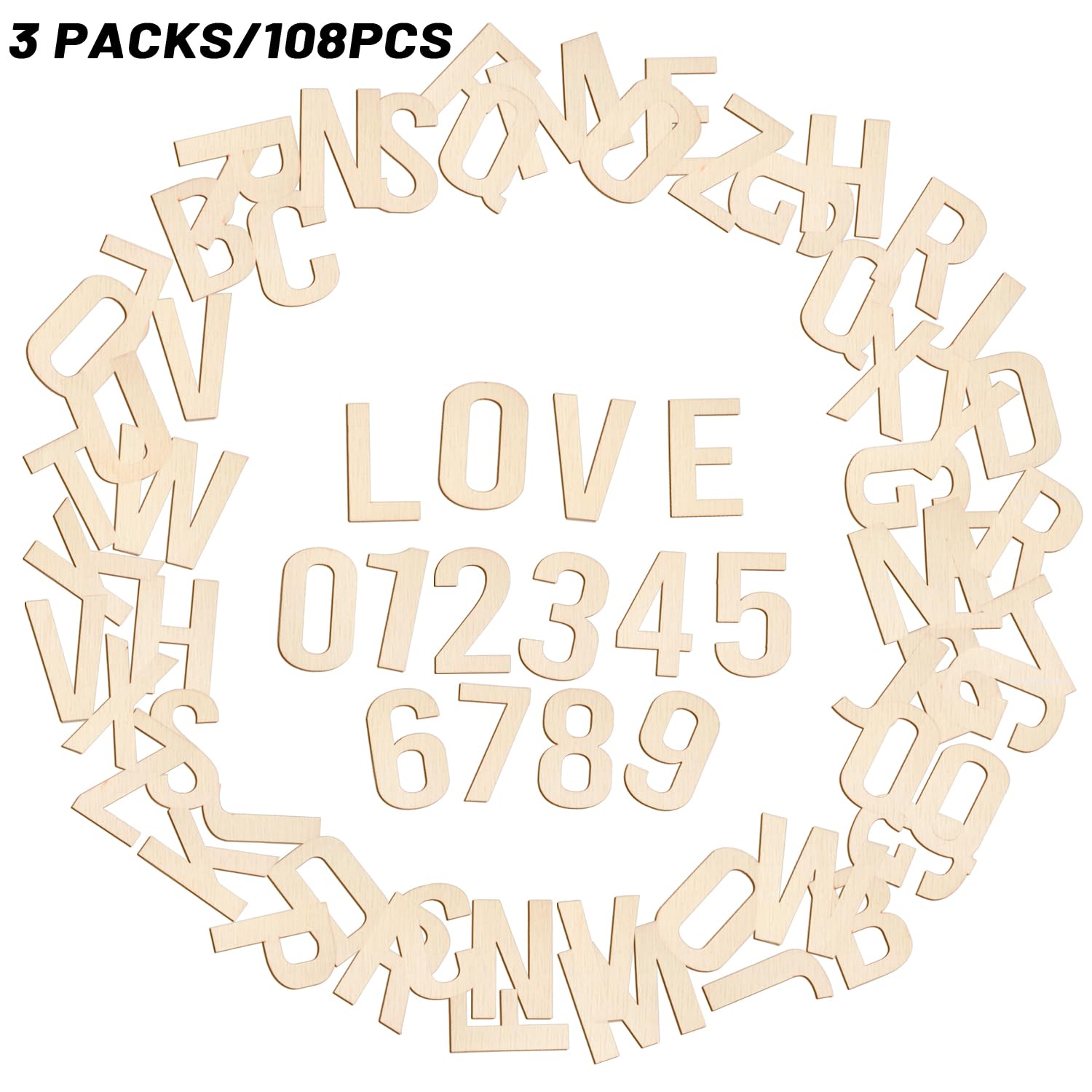 Snapklik.com : 108 Pcs Wooden Letters 4 Inch For Crafts, Small Wood ...