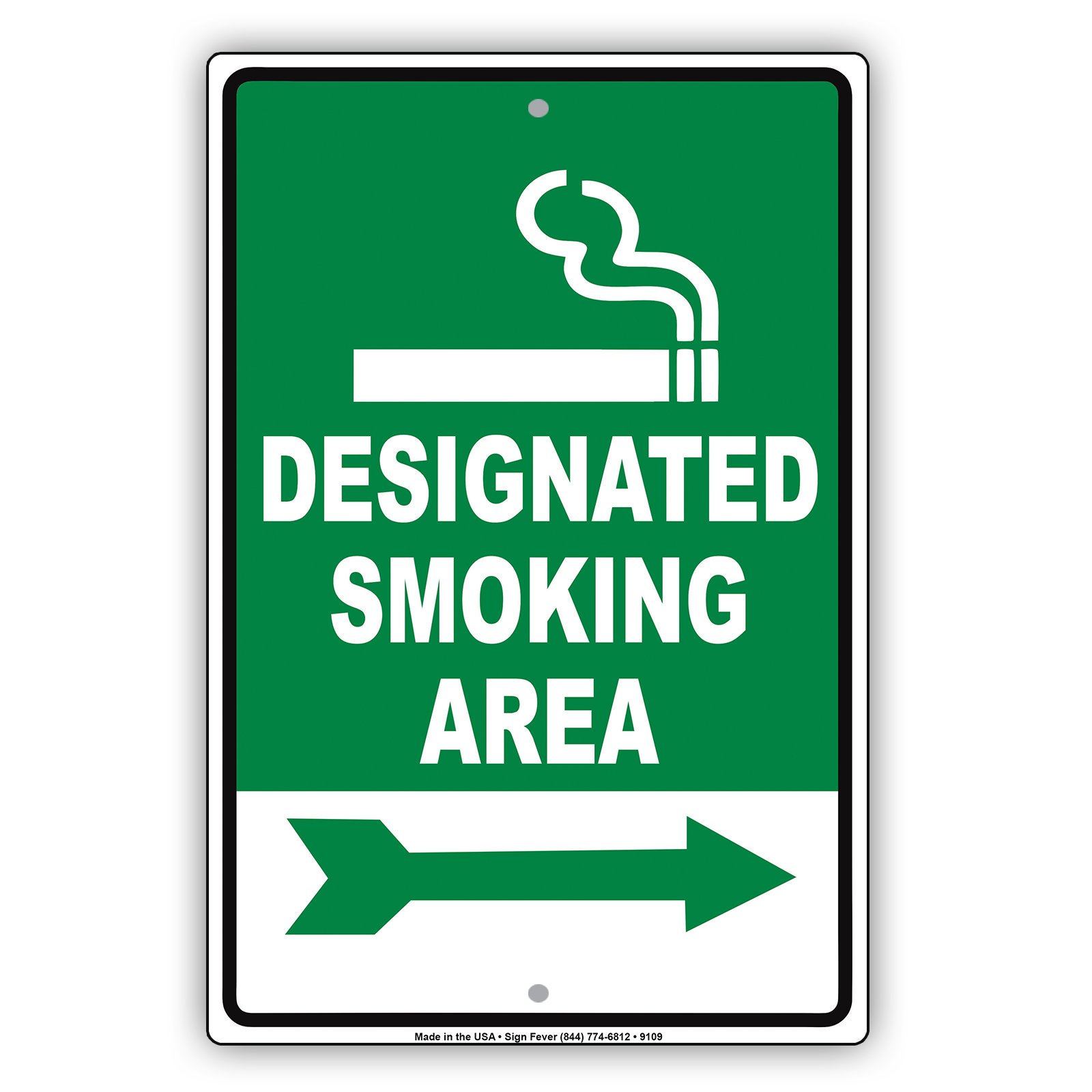 Designated Smoking Area Arrow Right Ssp009 Sign Notice: Designated