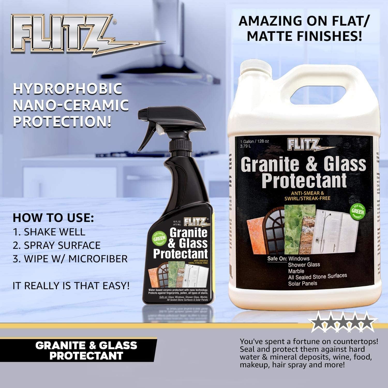 Snapklik.com : Flitz Granite & Glass Protectant - 16oz Bottle Of USA ...