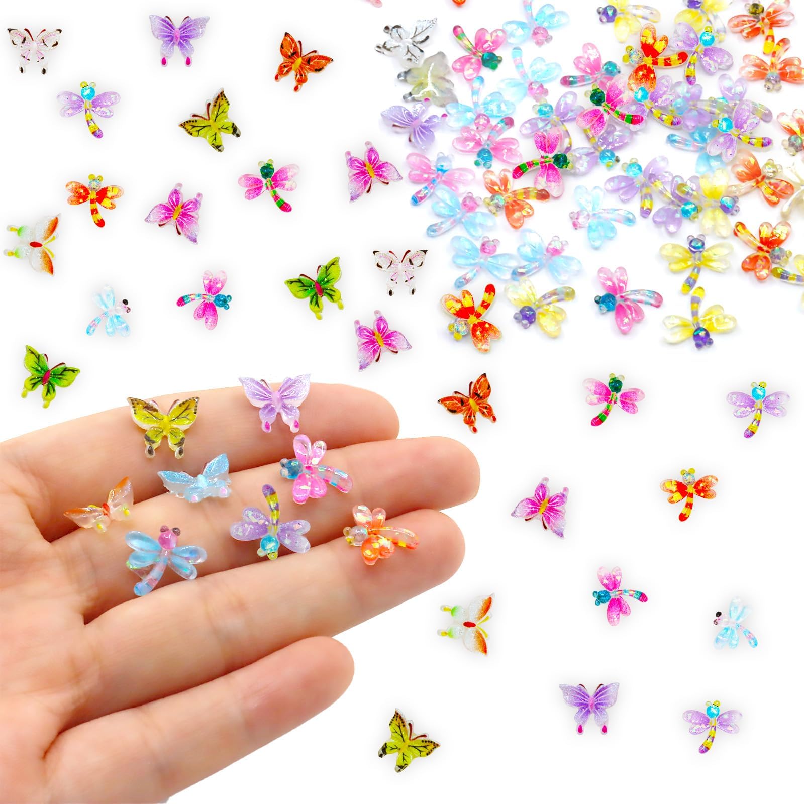 Amazon.com: Hiawbon 100Pcs Micro Resin Butterflies Dragonflies ...