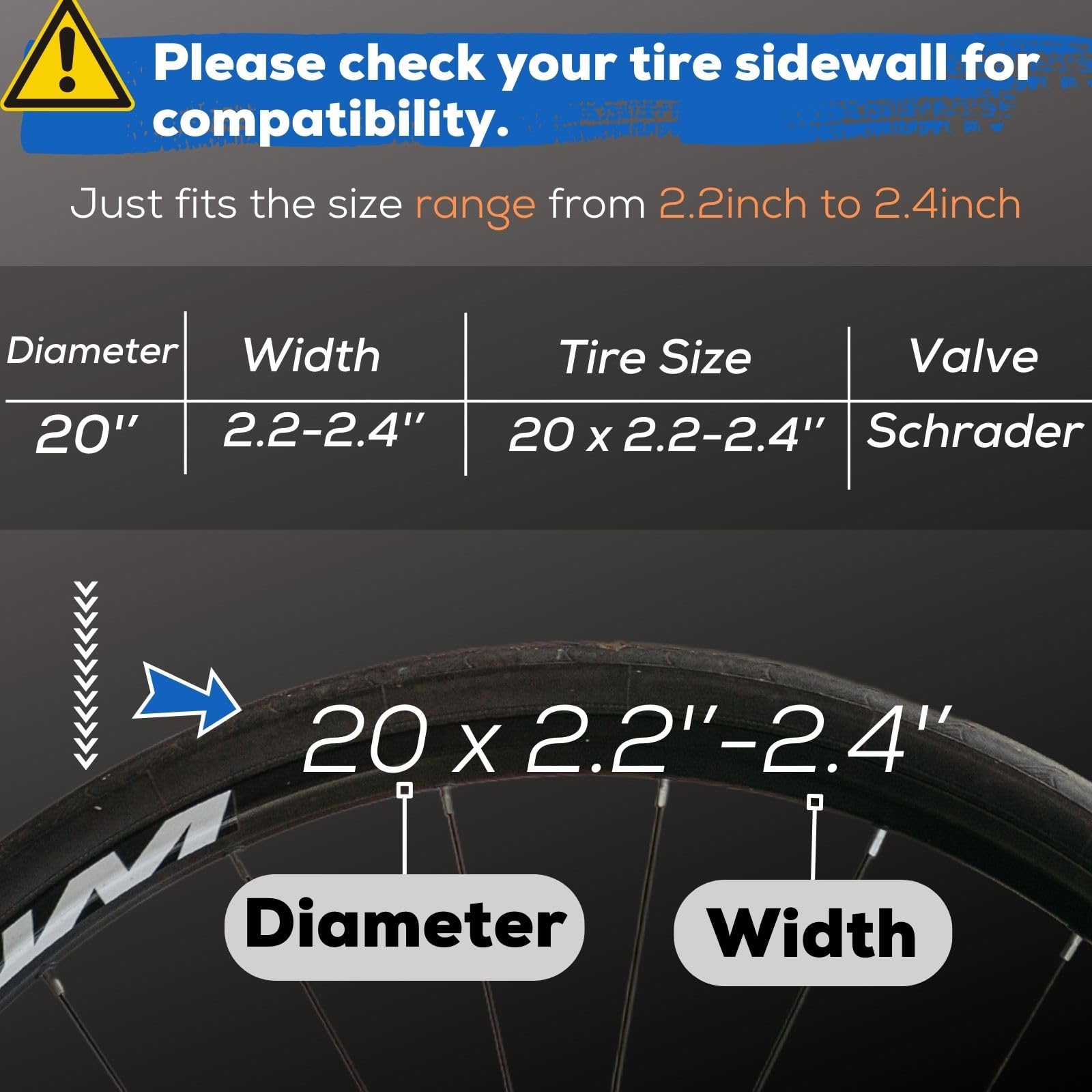 Snapklik.com : Corki Cycles 20 Inch Bike Tube 4 Pack, Fits Tire Sizes 20 X 2.125 2.15 2.2 2.25 2 ...