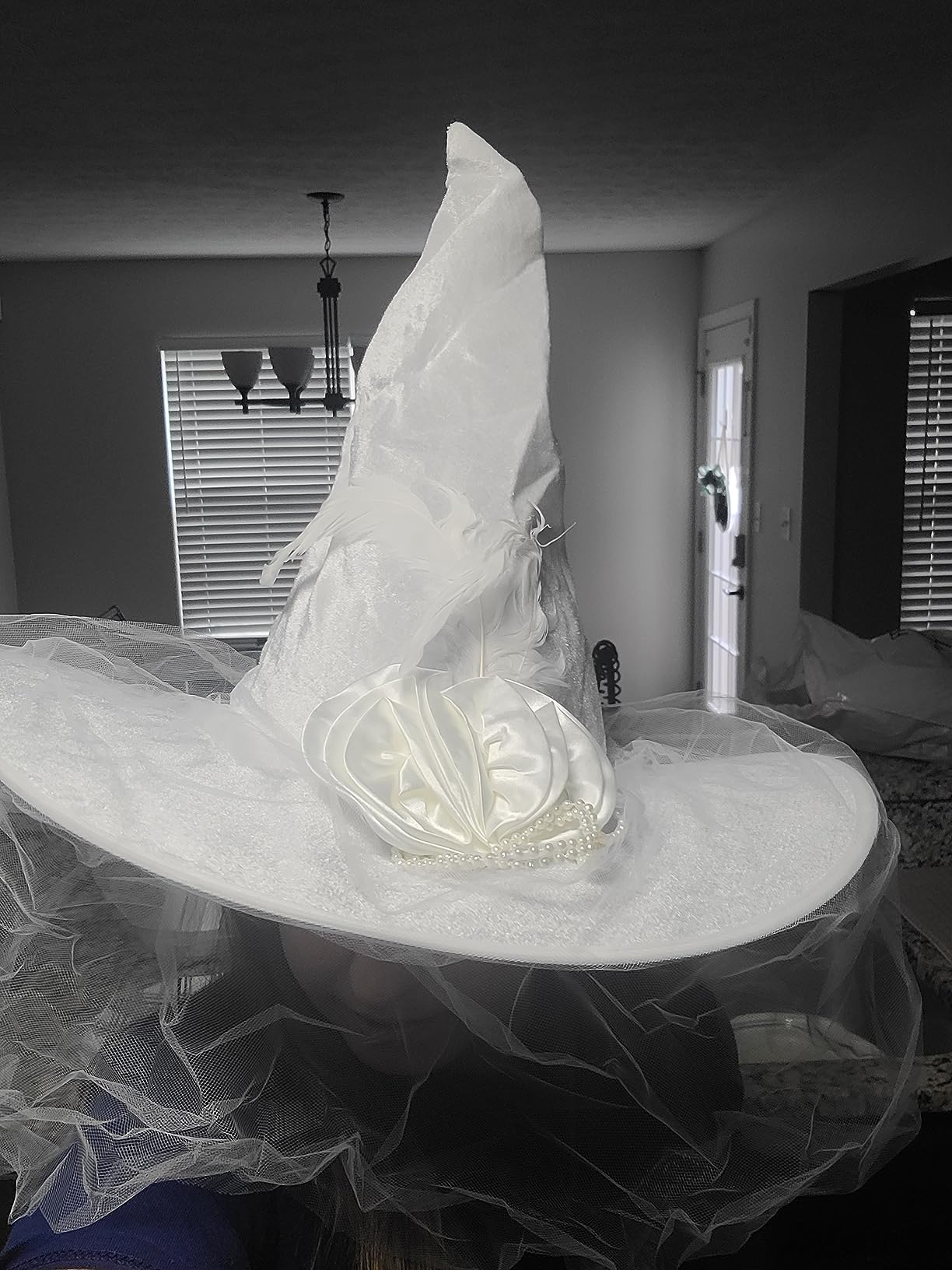 Amazon.com: Panitay Halloween Bride Witch Hat White Witches Hat with ...