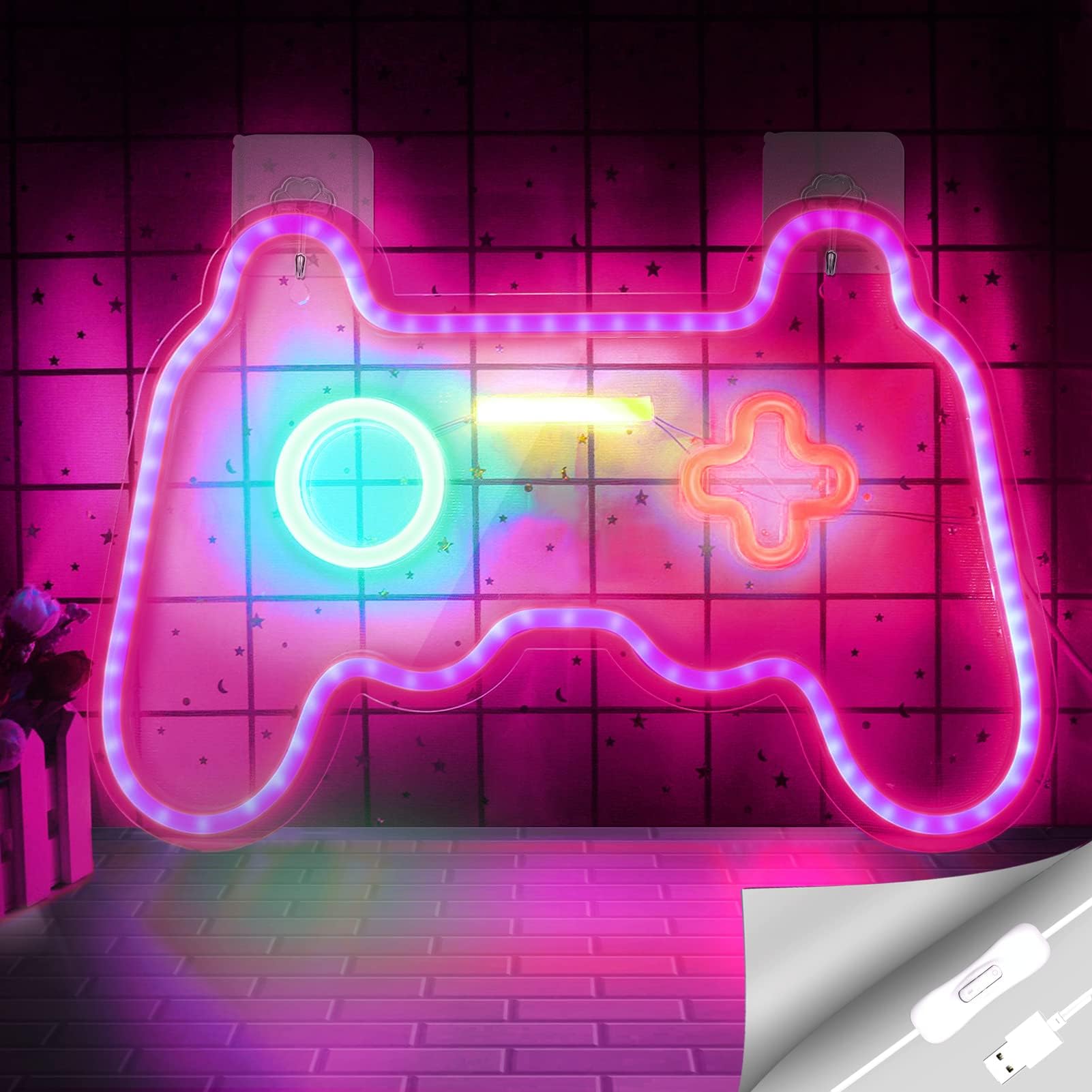Amazon.com : Game Neon Sign Gamepad Shape LED Neon Signs for Gamer Room ...