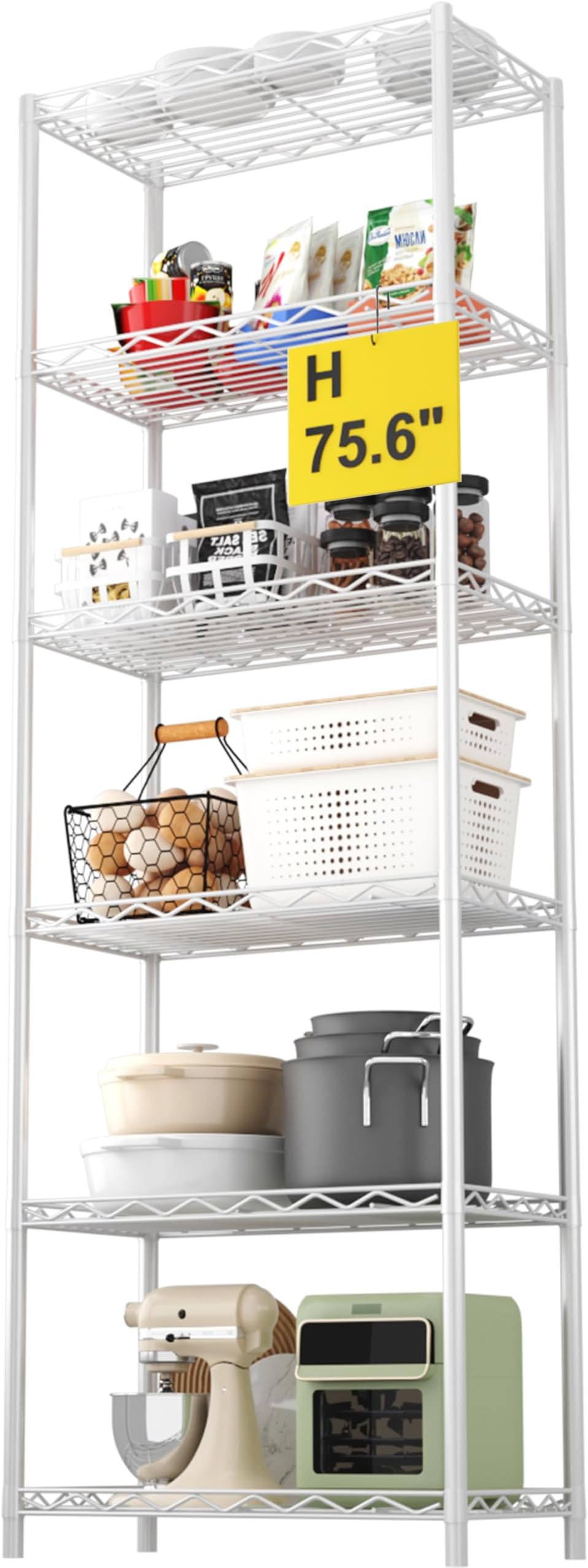 Amazon.com: Home Basics 5-Tier Wire Shelving Unit Durable Powder Coated ...