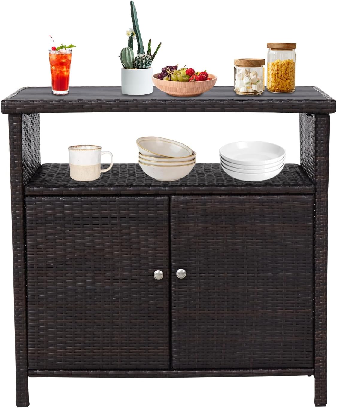 Amazon.com: AIIT Outdoor Bar Table with 2 Doors & Shelves - Outdoor ...