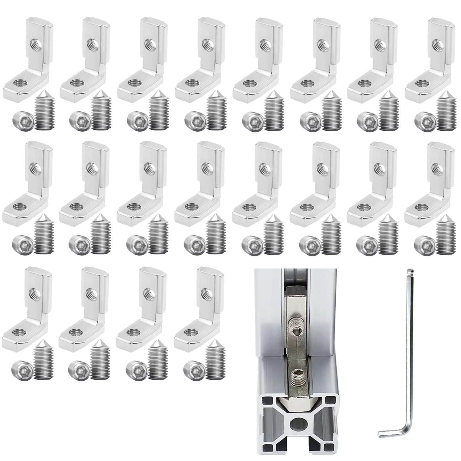 Snapklik.com : 20Set 3030 Corner Bracket L-Shape Interior Inside Connector For 3030 Aluminum ...