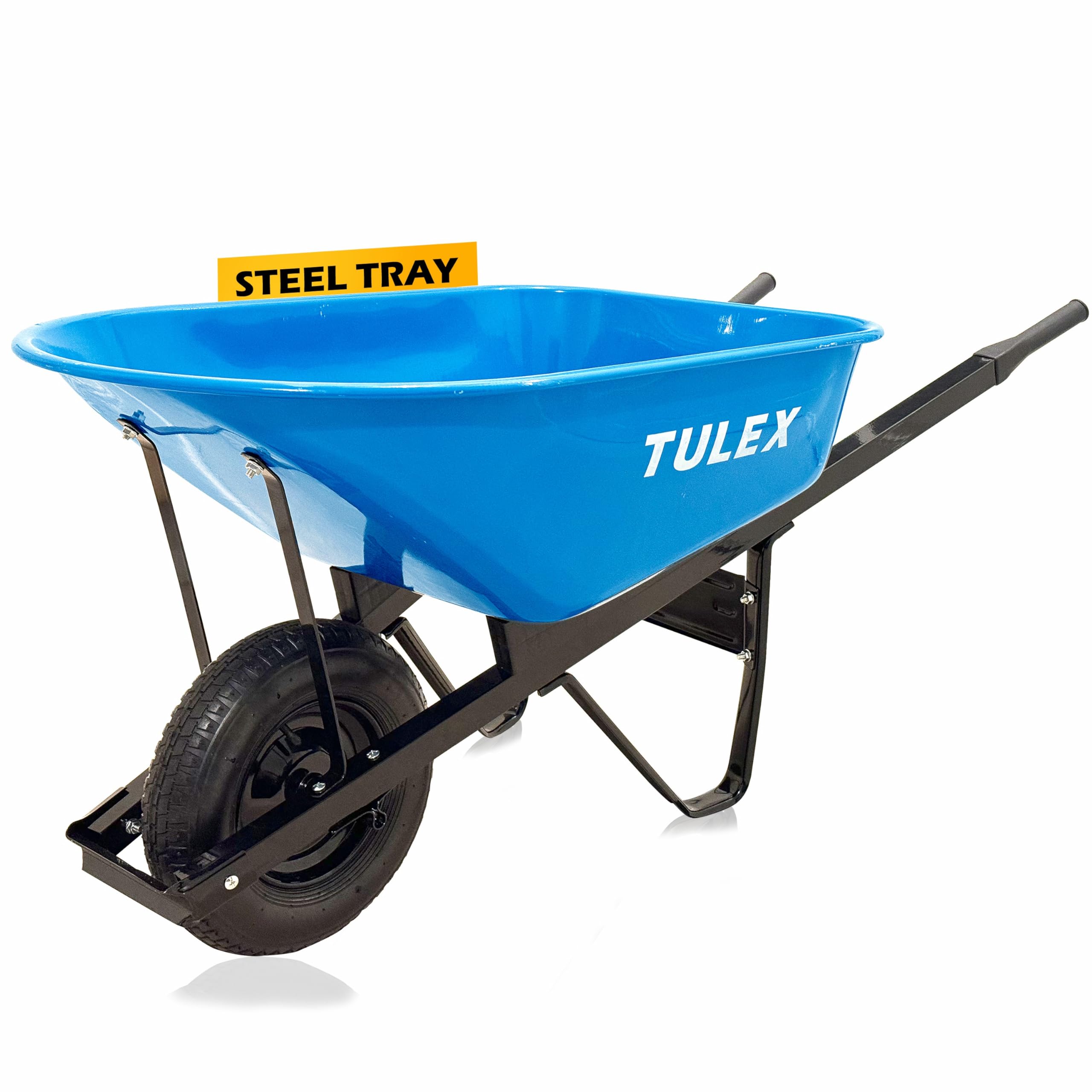 Professional One-Wheel 6 Cubic Feet Wheelbarrow with Steel Handles ...