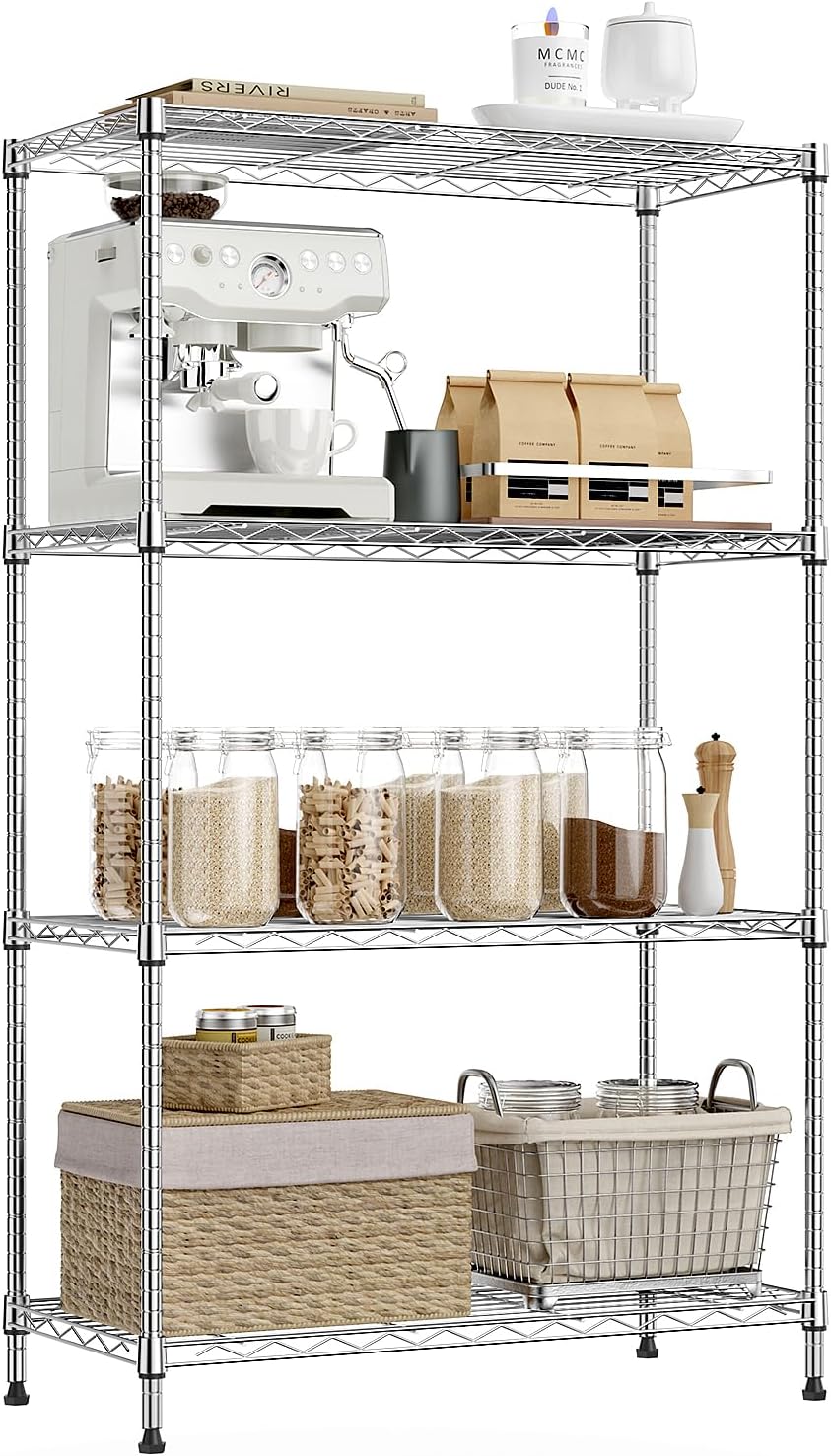 Amazon.com: IZEUK 4-Tier Heavy Duty Steel Storage Shelves, Metal Shelf ...