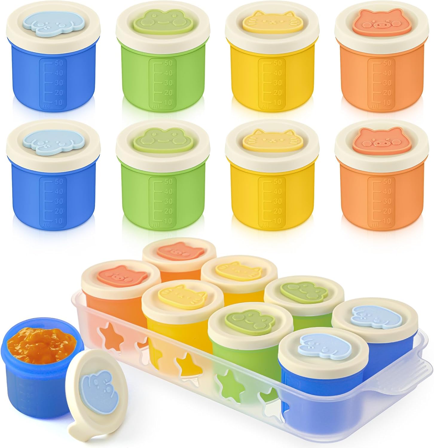 Amazon.com : Teenyyou 8 Pack Silicone Baby Food Containers 2 oz Baby ...