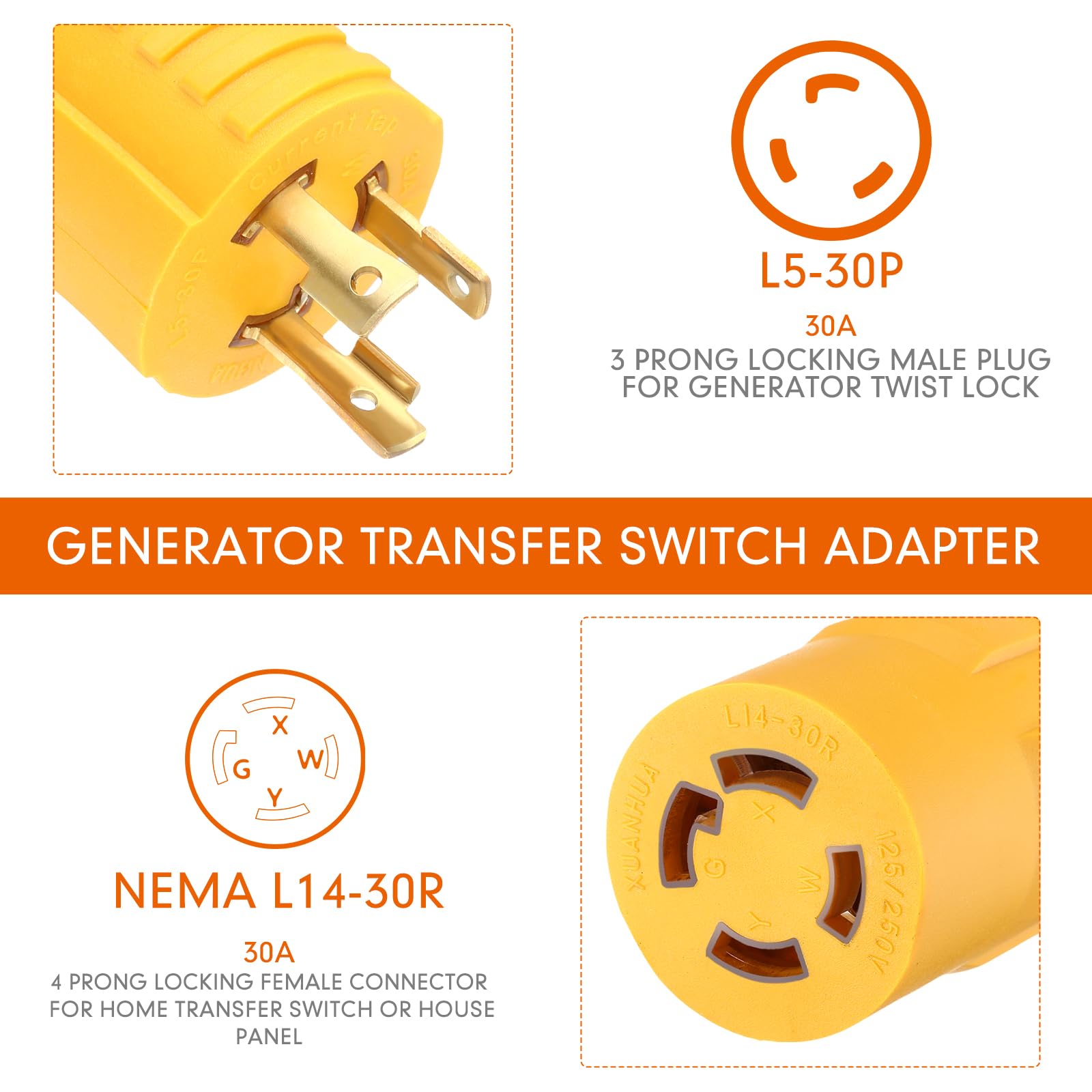 Snapklik.com : NEMA L5-30P To L14-30R Adapter, 3 Prong To 4 Prong ...