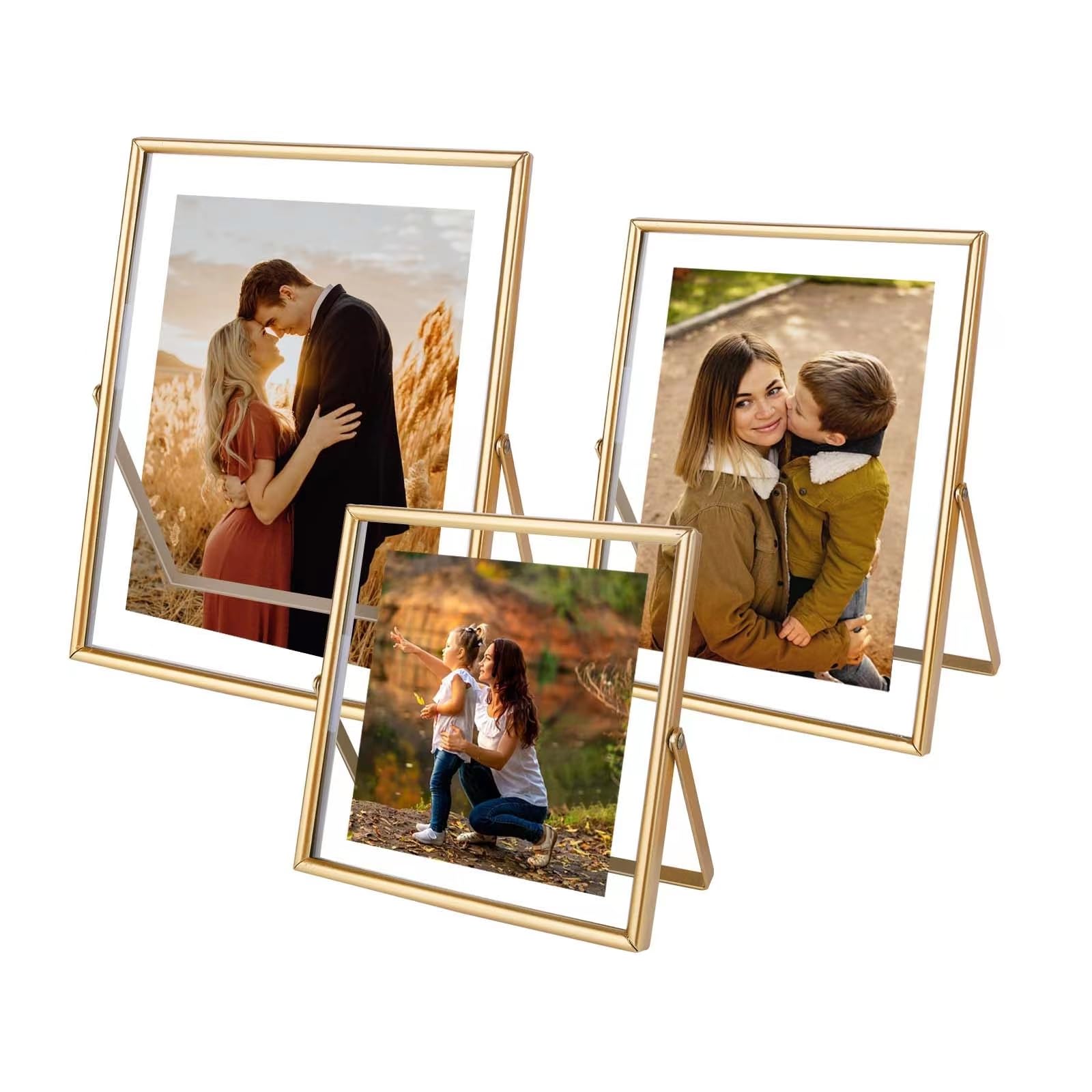 Amazon.com - HSAUYU Gold Picture Frames Set of 3, Metal Geometric Photo ...
