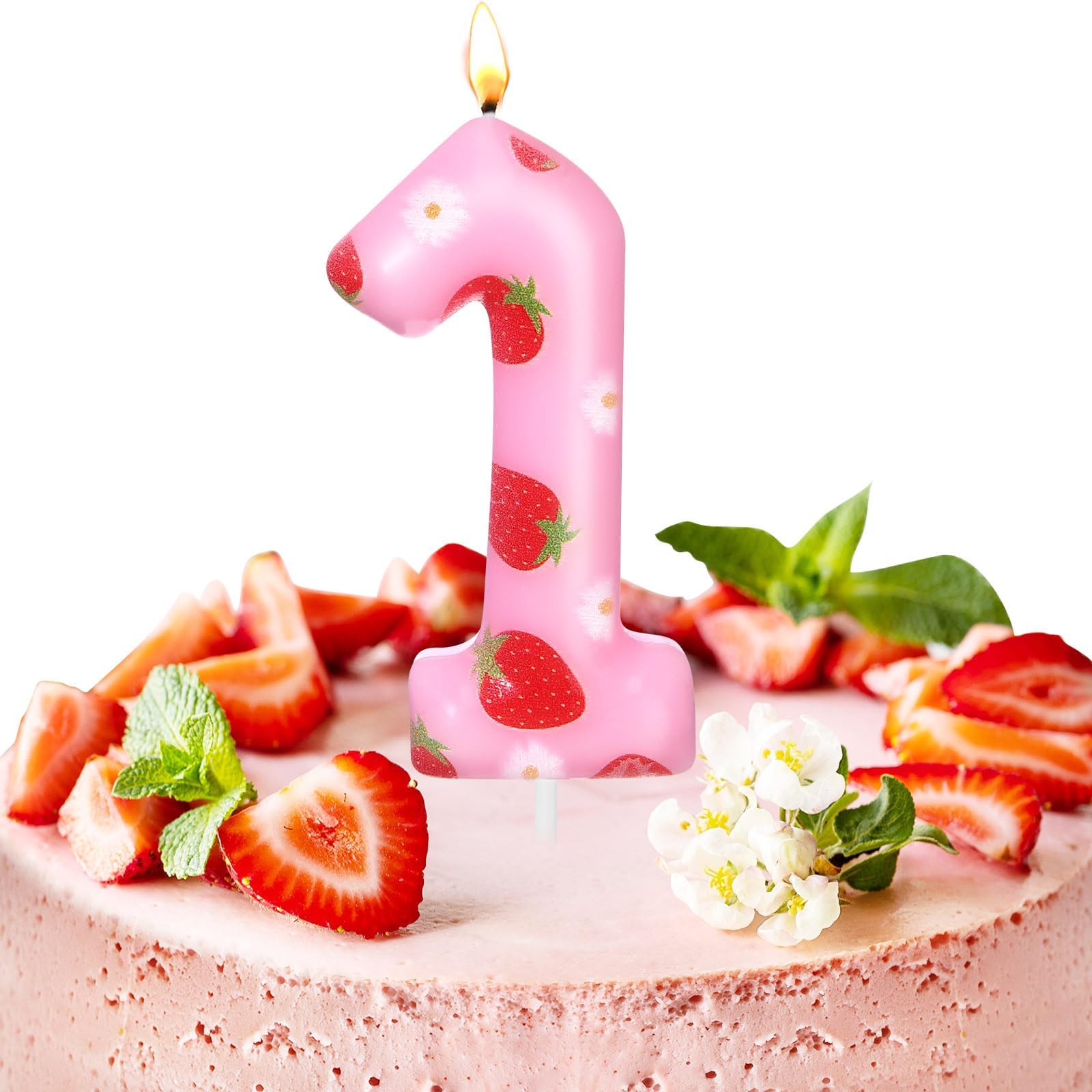 Amazon.com: FUNCANDLE Strawberry 1st Birthday Candle Gifts for Girls ...