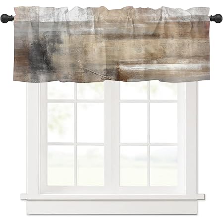 Amazon.com: Tan Grey Window Valances, Abstract Art Valances for Windows ...