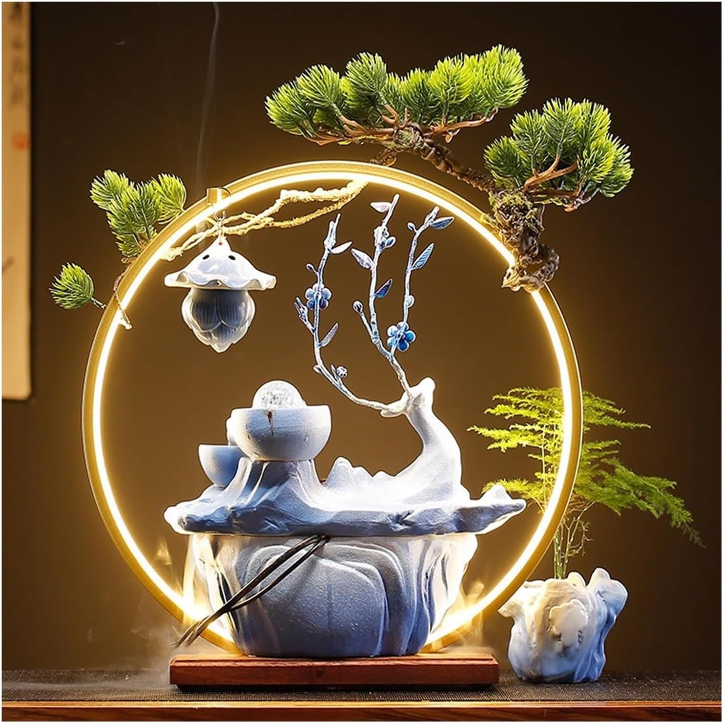 Amazon.com: Tabletop Water Fountain, Indoor Waterfall Fountain with LED ...