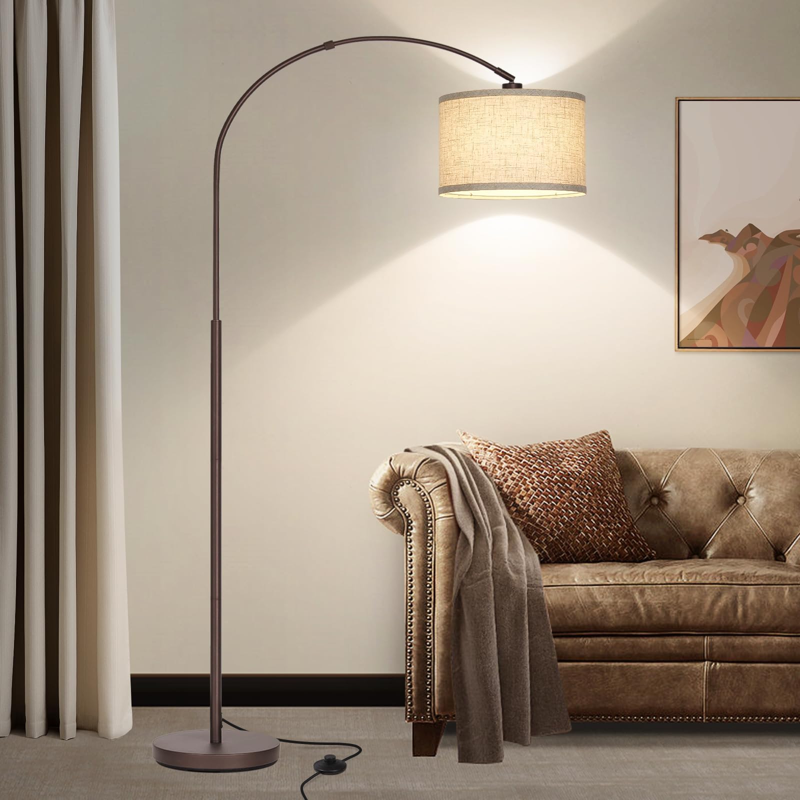 Floor Lamp for Living Room, Arc Floor Lamp with Adjustable Head, Modern ...
