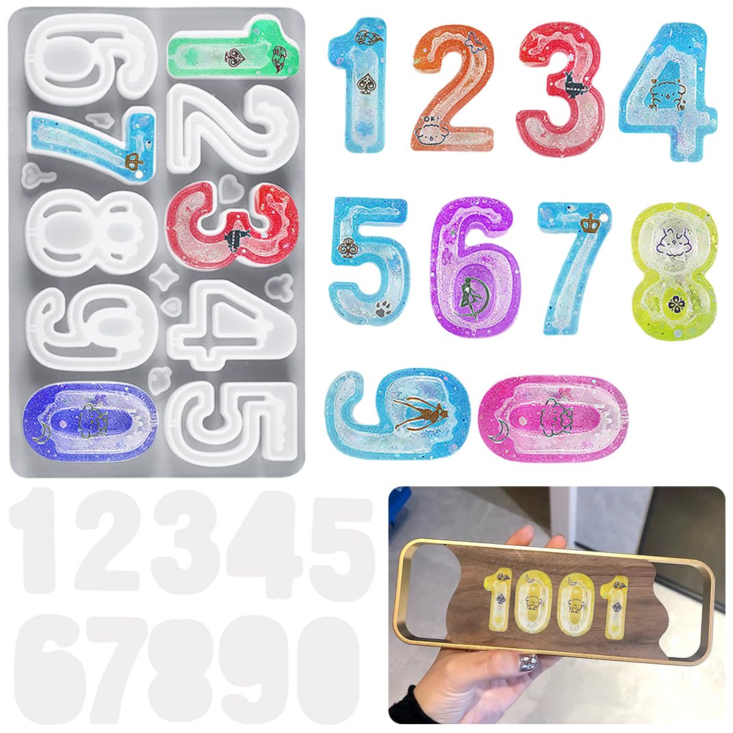 Amazon.com: DIYBravo Resin Molds Numbers 0-9 Creative Door Sign Shaker ...