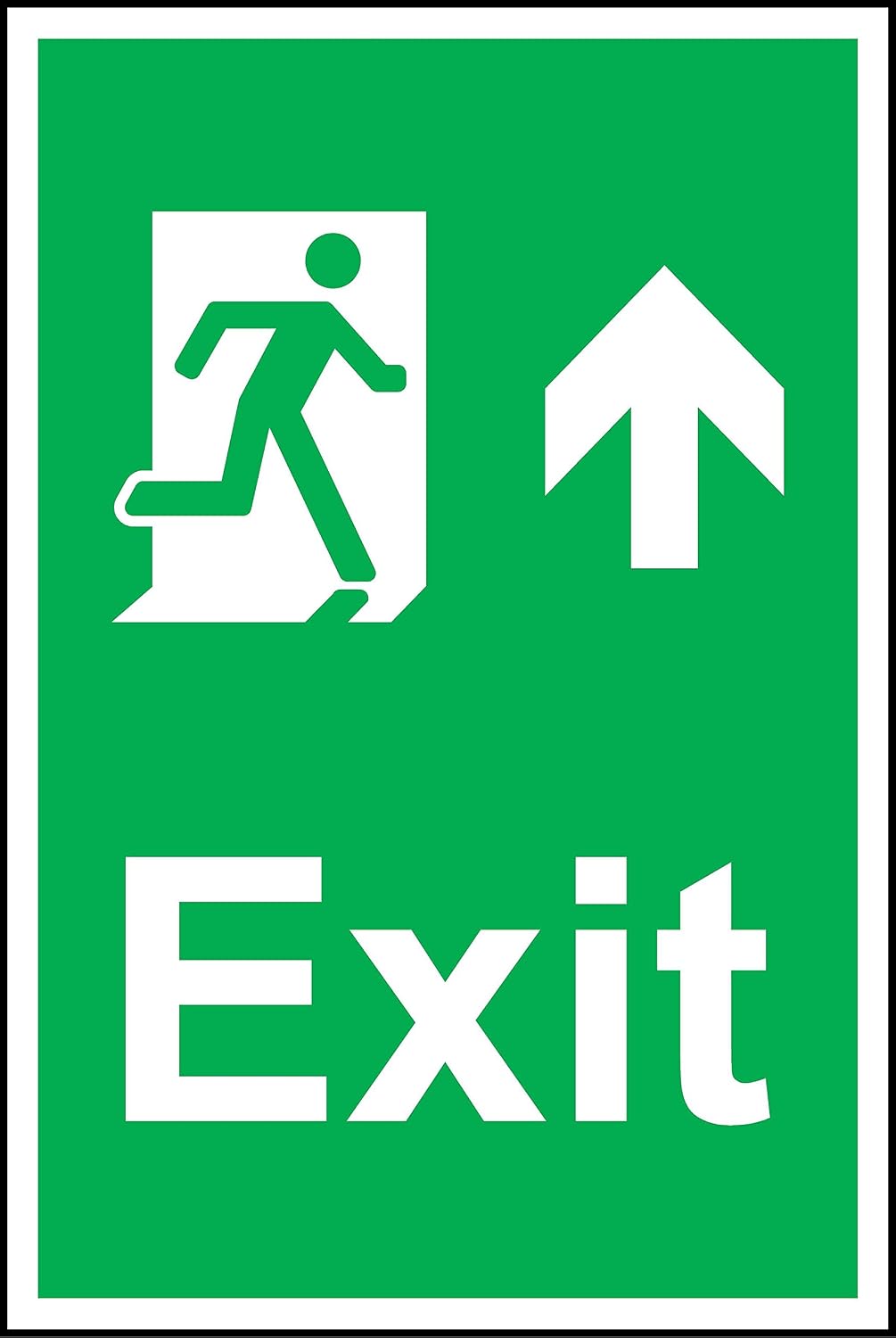 Exit Symbol & Up Arrow Safety Sign - 1.2mm Rigid plastic 600mm x 400mm ...