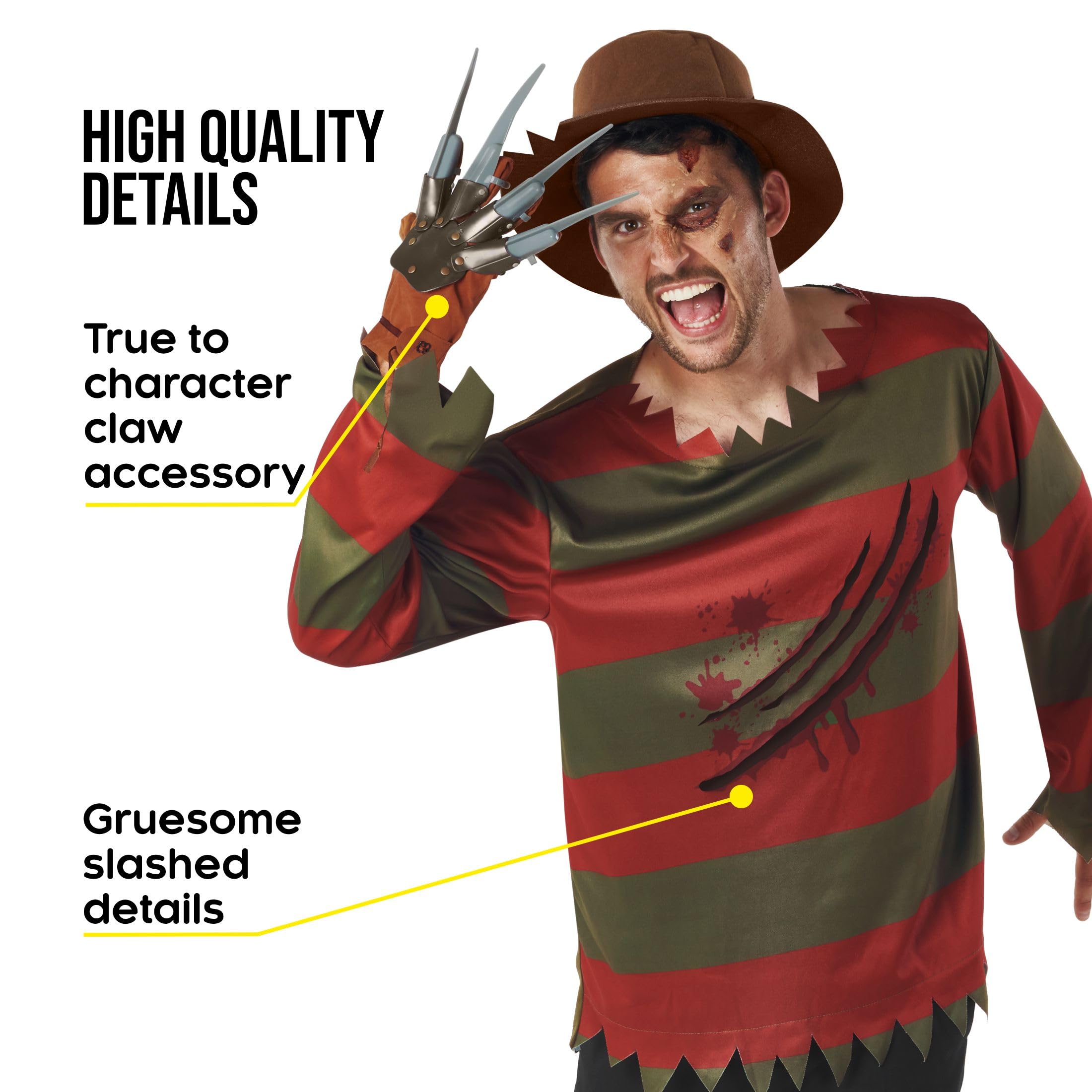 Morph Nightmare Killer Costume Men With Claw Scary Halloween Costumes ...