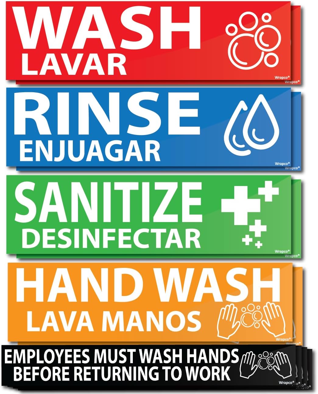 Amazon.com: (12 Pack) Wash Rinse Sanitize Sink Labels Stickers, Hand ...