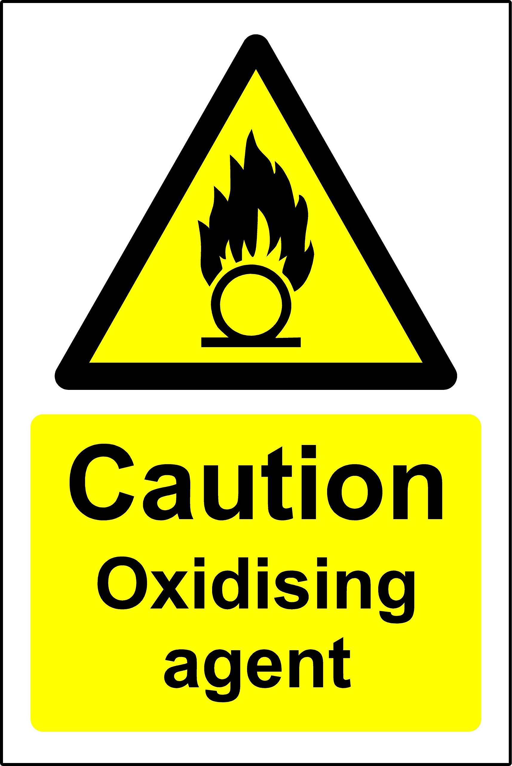 Warning sign Oxidising agent Safety sign - 1.2mm Rigid plastic 200mm x ...