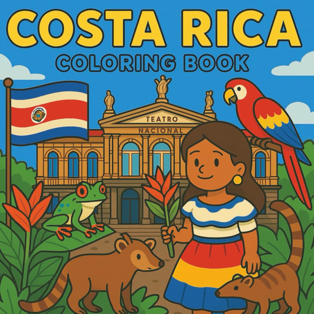 Costa Rica Coloring Book: Explore Pura Vida Through 32 Tropical Pages ...