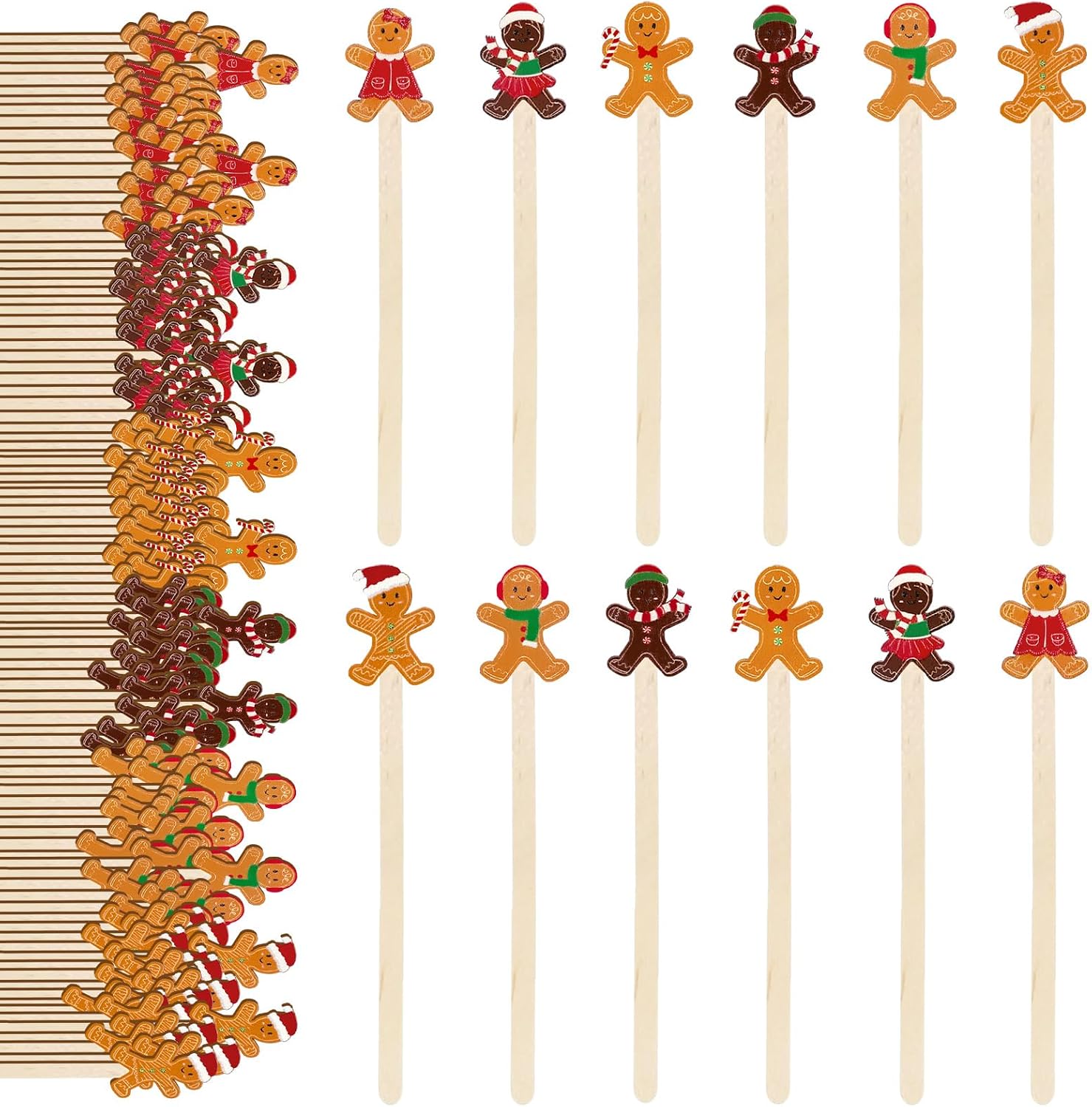 Amazon.com: JarThenaAMCS 120Pcs Christmas Coffee Stirrers Gingerbread ...