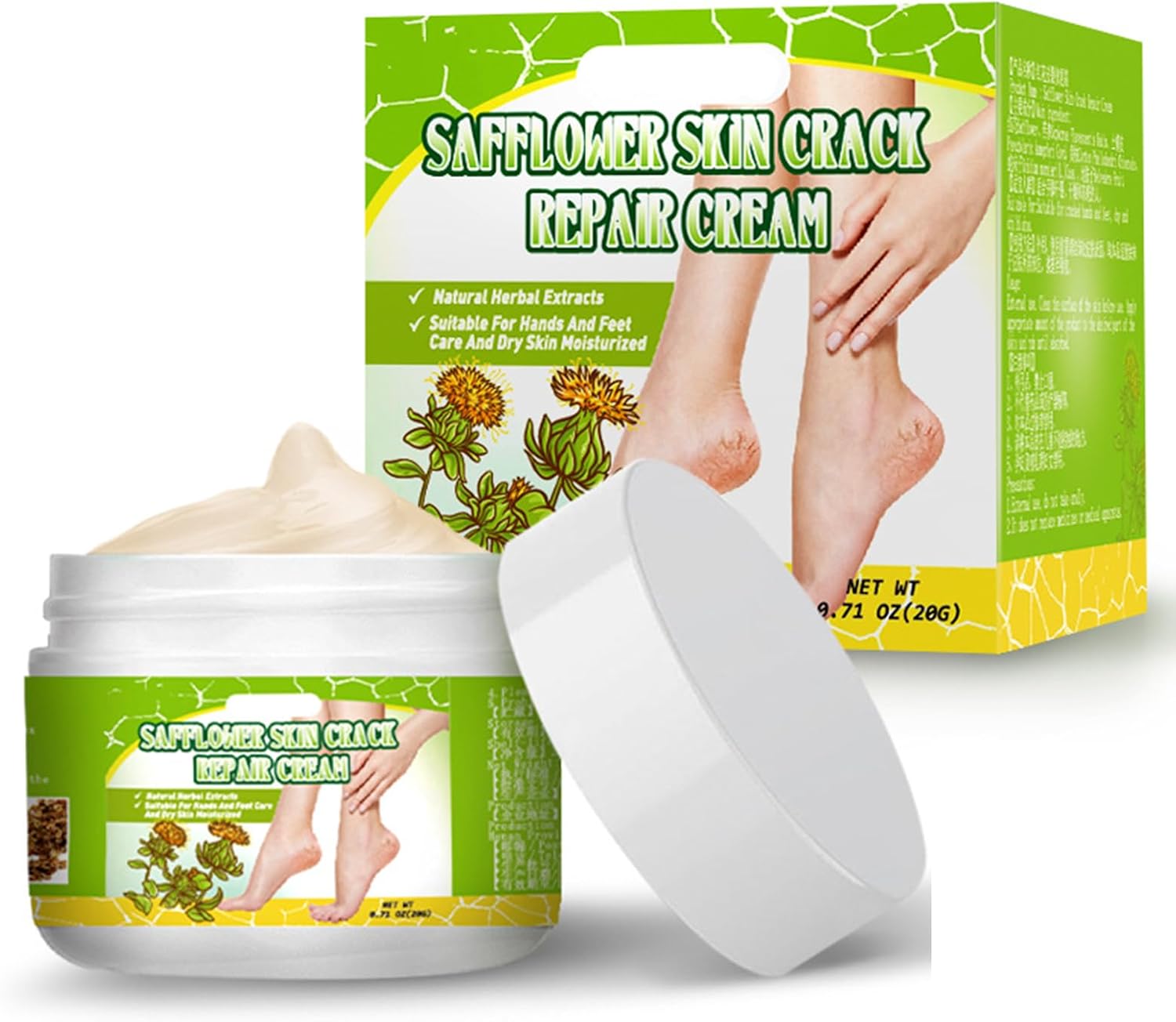 Herbal Safflower Foot Cream 20ml - Foot Cream for Cracked Heels, Dry ...