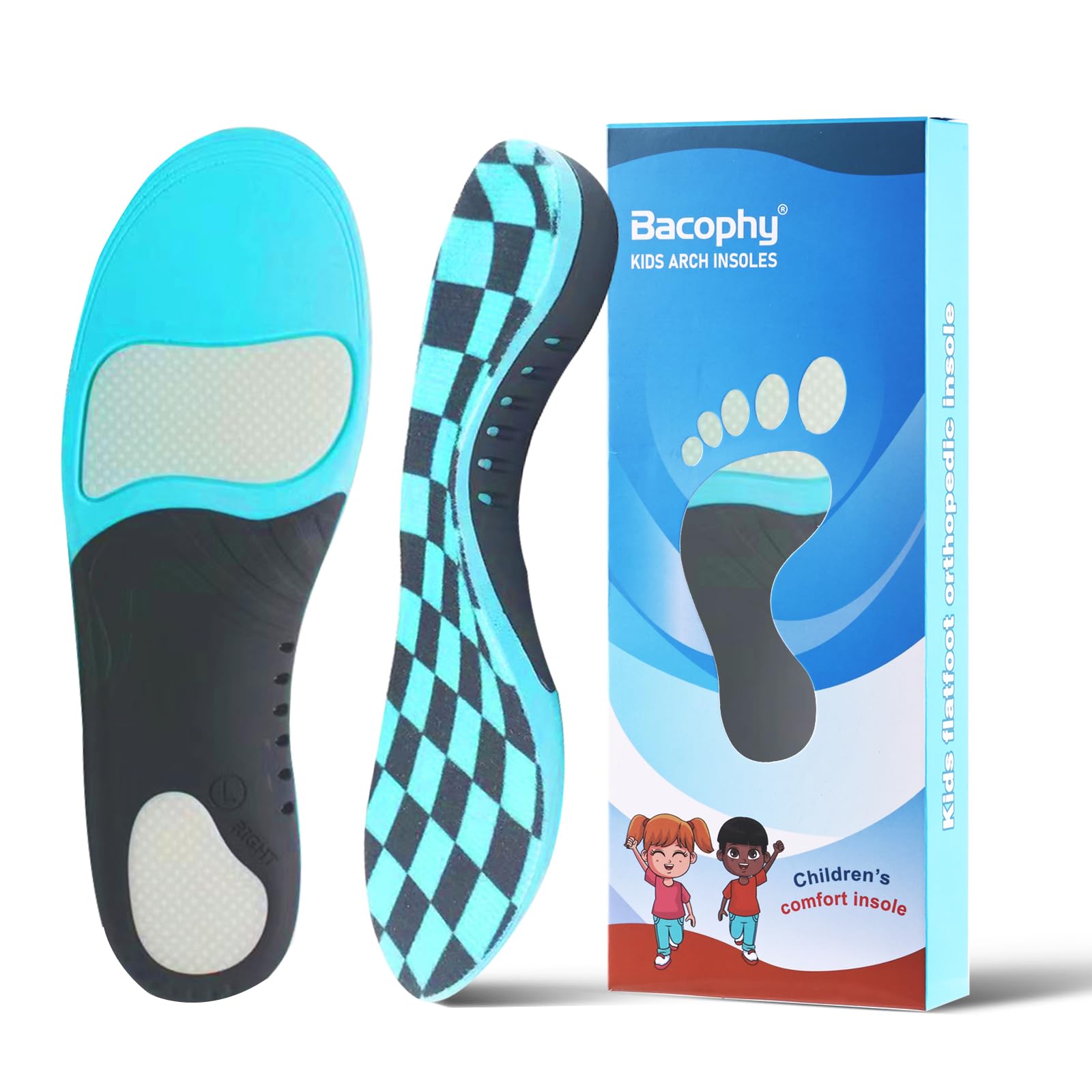 Amazon.com: Bacophy Kids Arch Support Insoles Children Orthotic Inserts ...