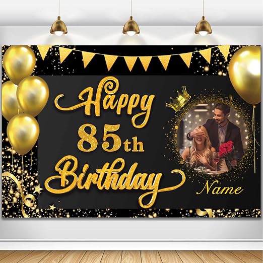 Amazon.com: Custom Happy 85th Birthday Decorations Banner -85 Years Old ...