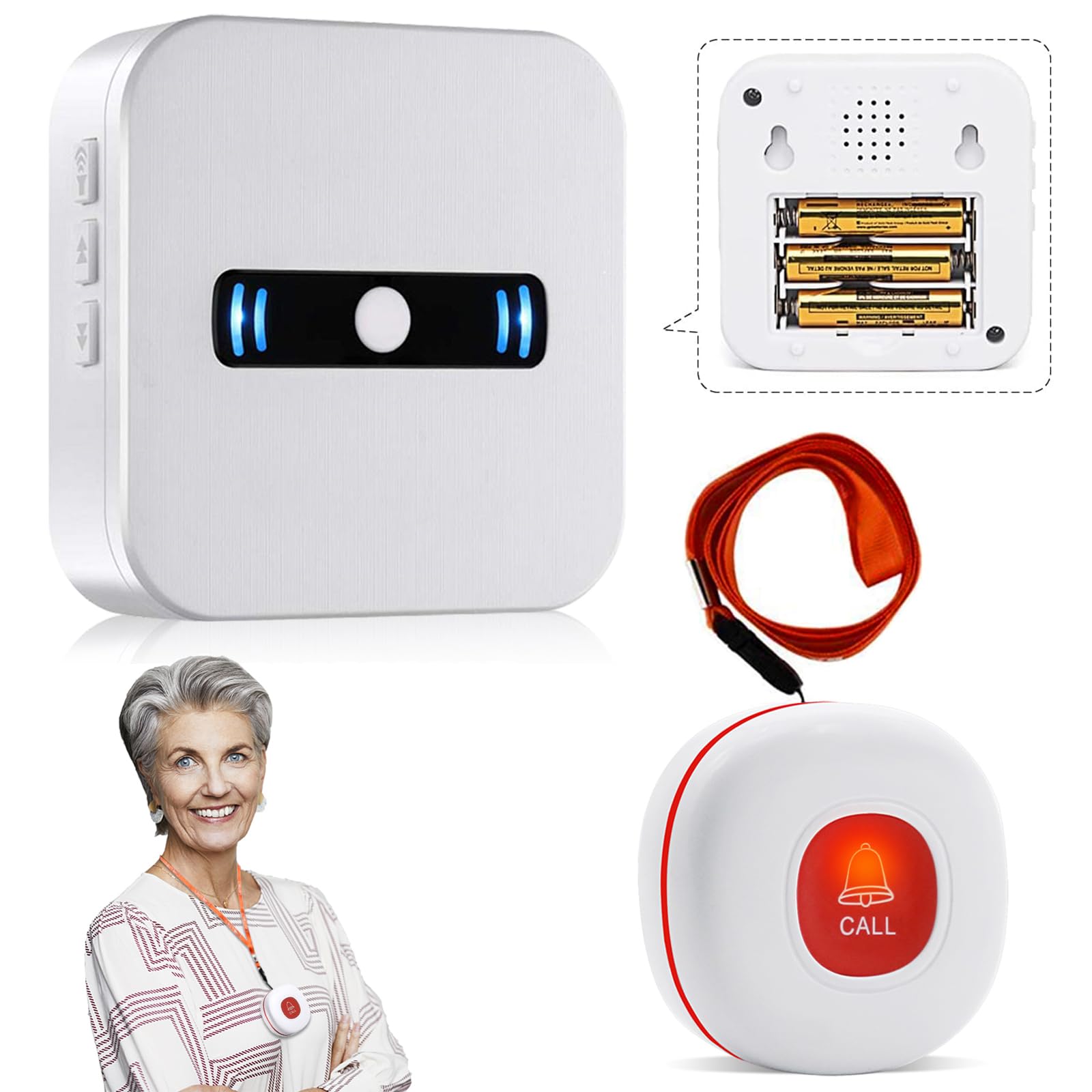 Daytech Caregiver Pager Wireless Alert Button for Seniors Battery Powered Emergency Call Buttons ...