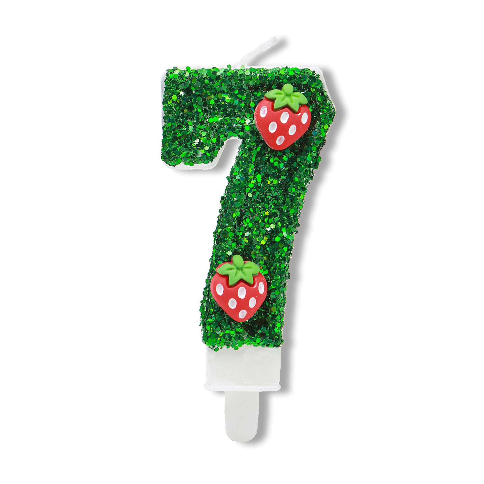 Amazon.com: Birthday Candles 7,Green Number Candle with Strawberry Cute ...