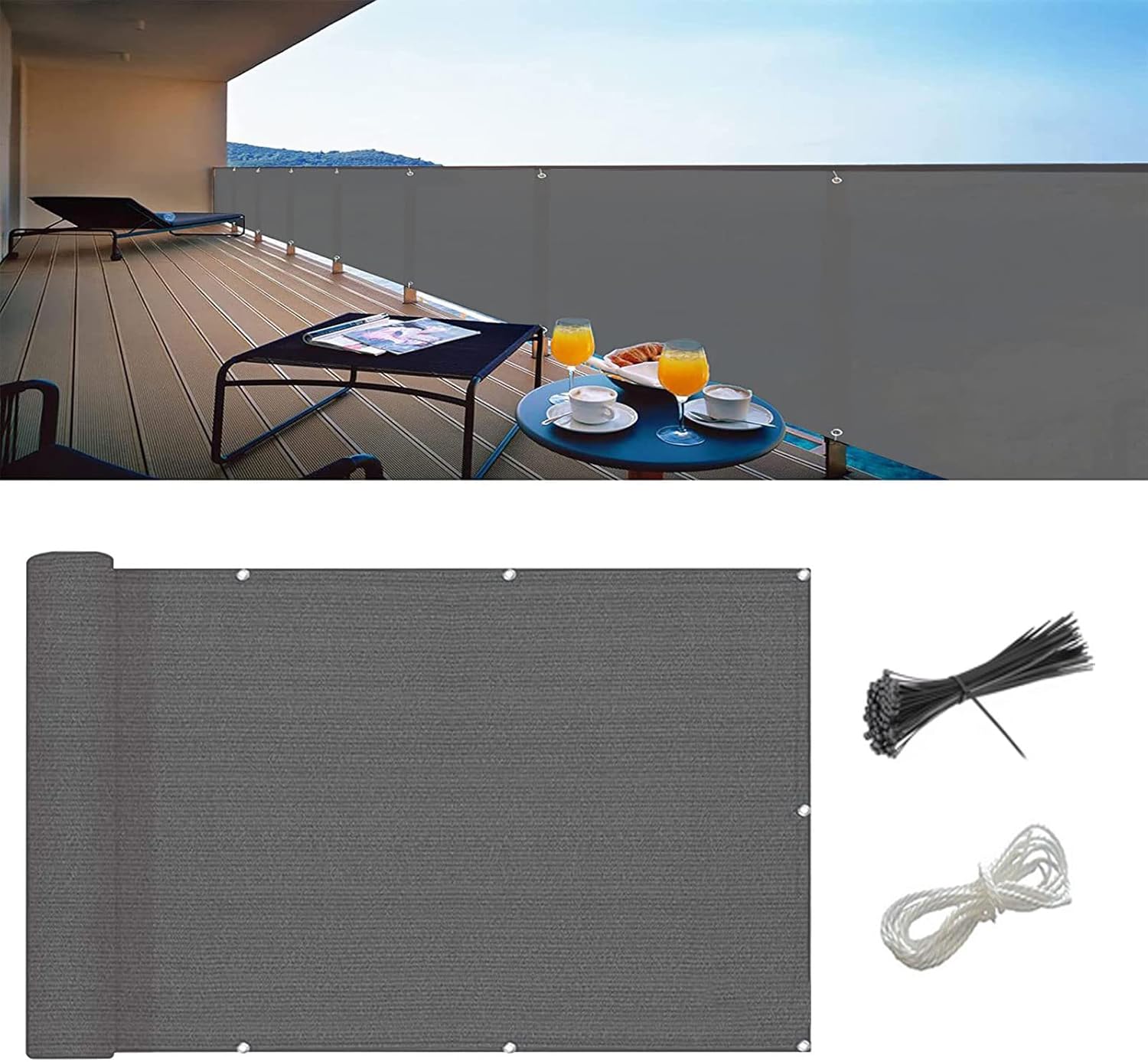 Balcony Privacy Screen, 3ftx16.4ft Outdoor Privacy Screen Deck Privacy ...