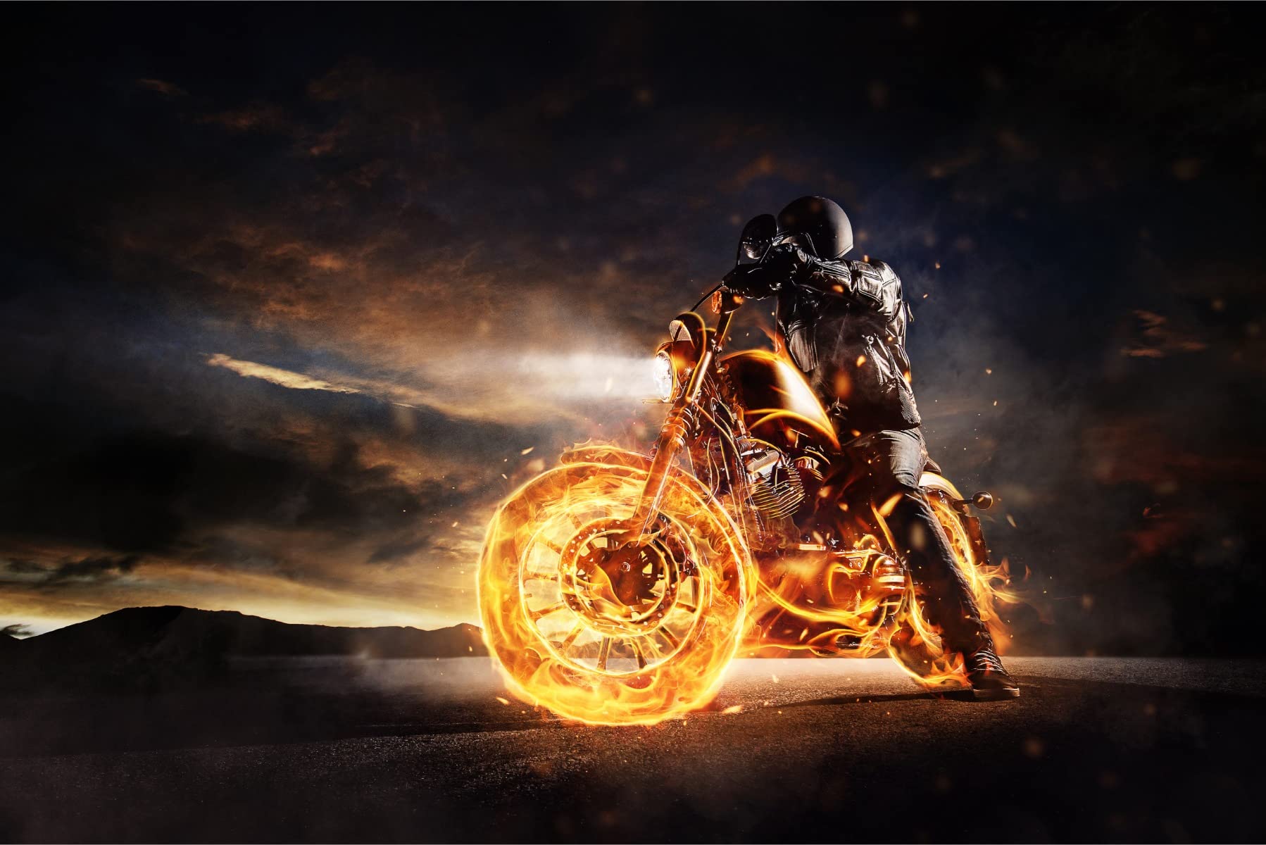 Bike On Fire Wallpaper Explosive Fine Art Illustration Of A Burning