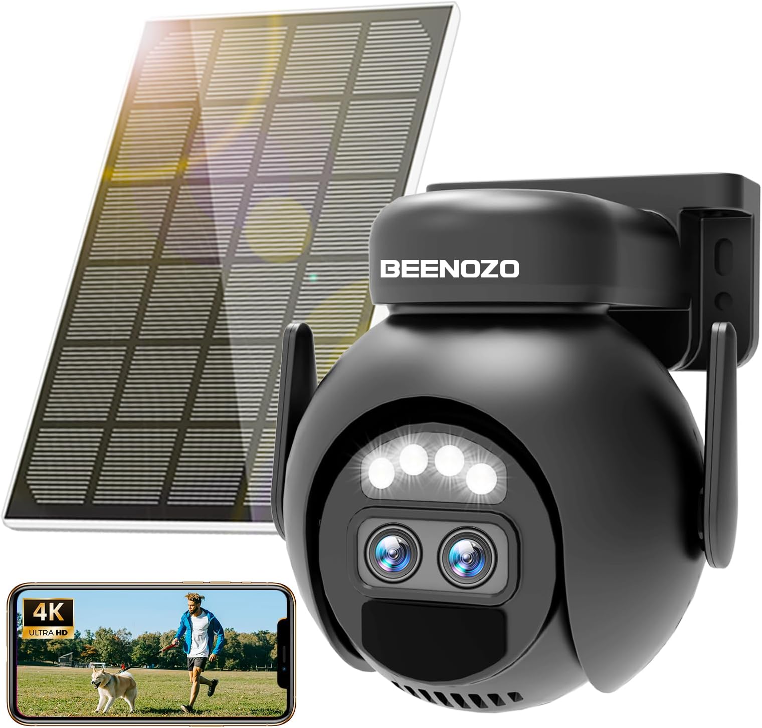 4K Telecamera Wi-Fi Esterno Senza Fili, 360° PTZ Videocamera ...