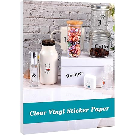 Amazon.com : Clear Sticker Paper - 10 Transparent Vinyl Glossy Full ...