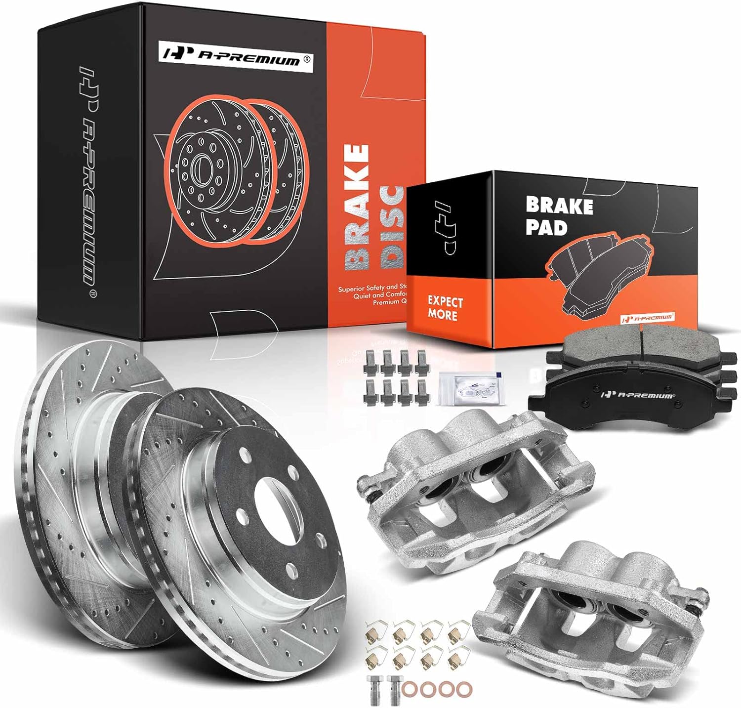 Amazon.com: A-Premium Front Drilled and Slotted Disc Brake Rotors and Ceramic Pads Kit with ...