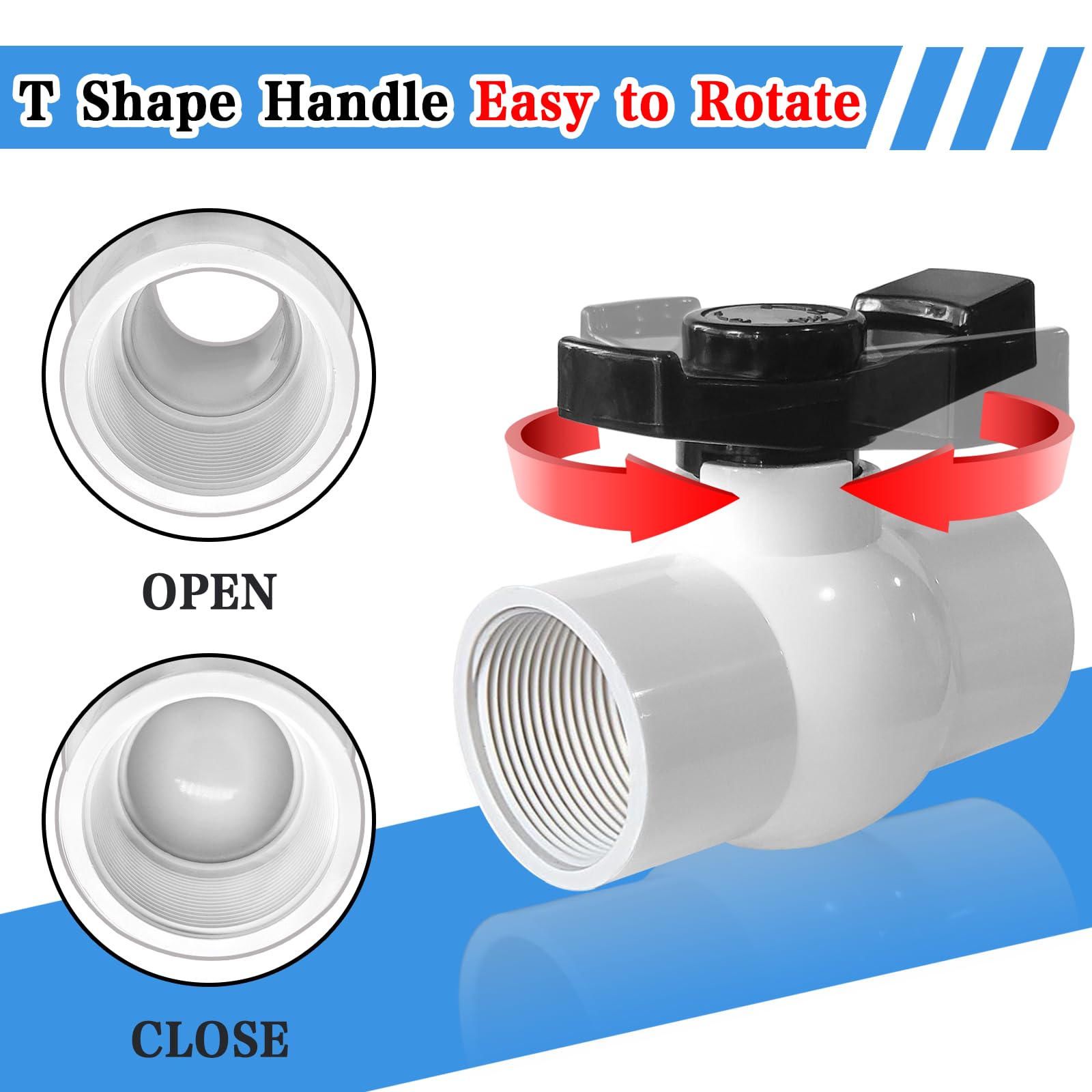 Snapklik.com : Boltigen 2 Inch PVC Ball Valve Threaded, 2Pack Double ...