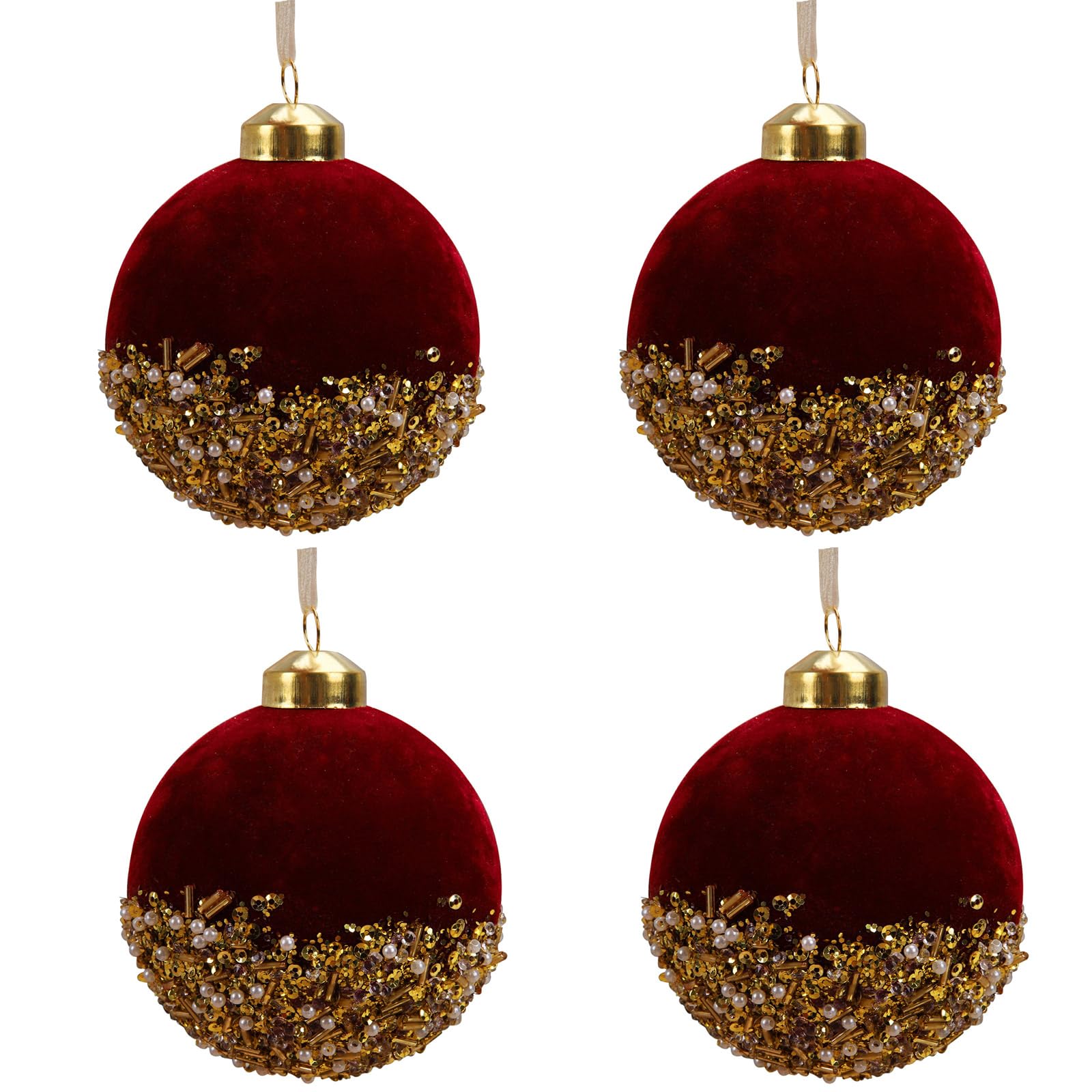 Amazon.com: Algado 4Pcs Red Christmas Balls Ornaments, 3inch ...